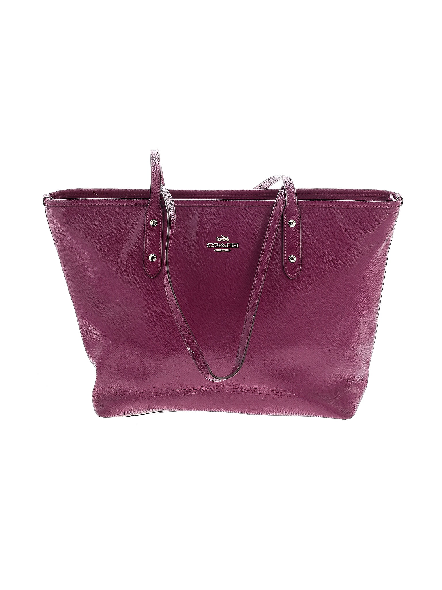 Coach Solid Maroon Burgundy Crossgrain Tote One Size - 74% off | ThredUp