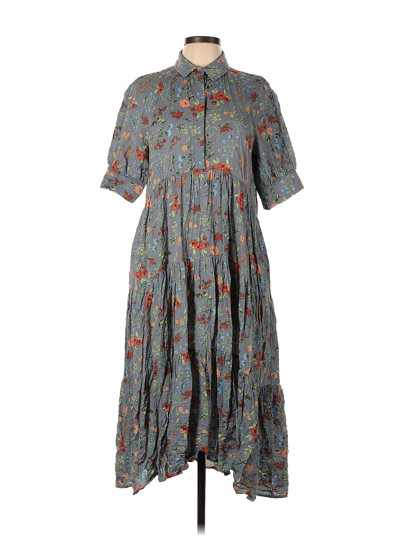 Natural Life Floral Multi Color Gray Casual Dress Size L 34 Off