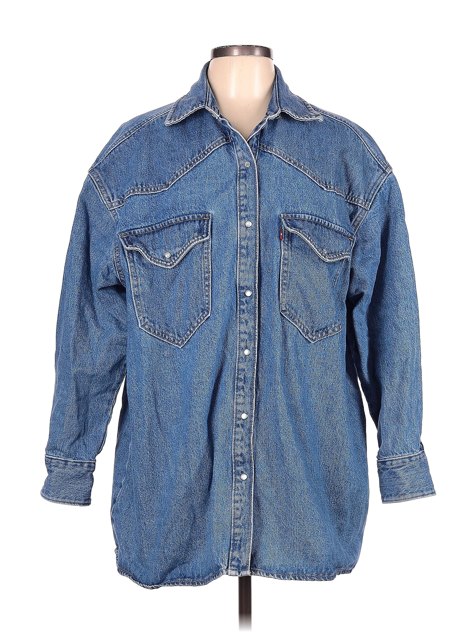 Levi Strauss Signature 100 Cotton Blue Denim Jacket Size L 31 Off