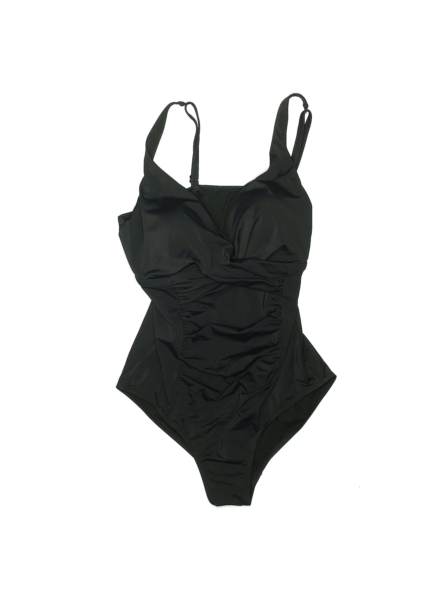 Swimsuits For All Solid Black One Piece Swimsuit Size 18 Plus 52