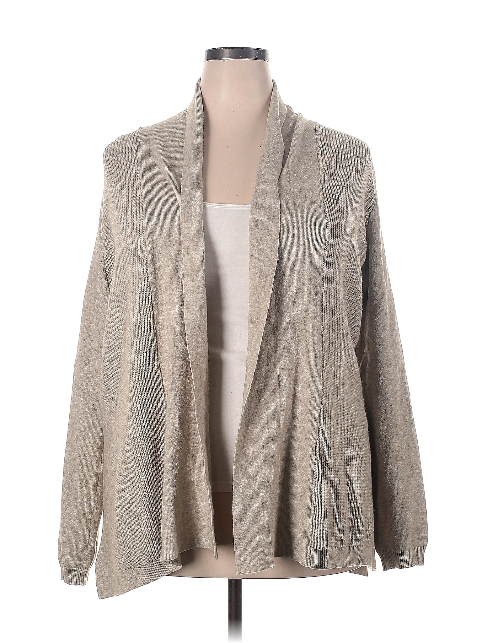 Evolution by Cyrus Color Block Solid Tan Gray Cardigan Size XL - 78% ...