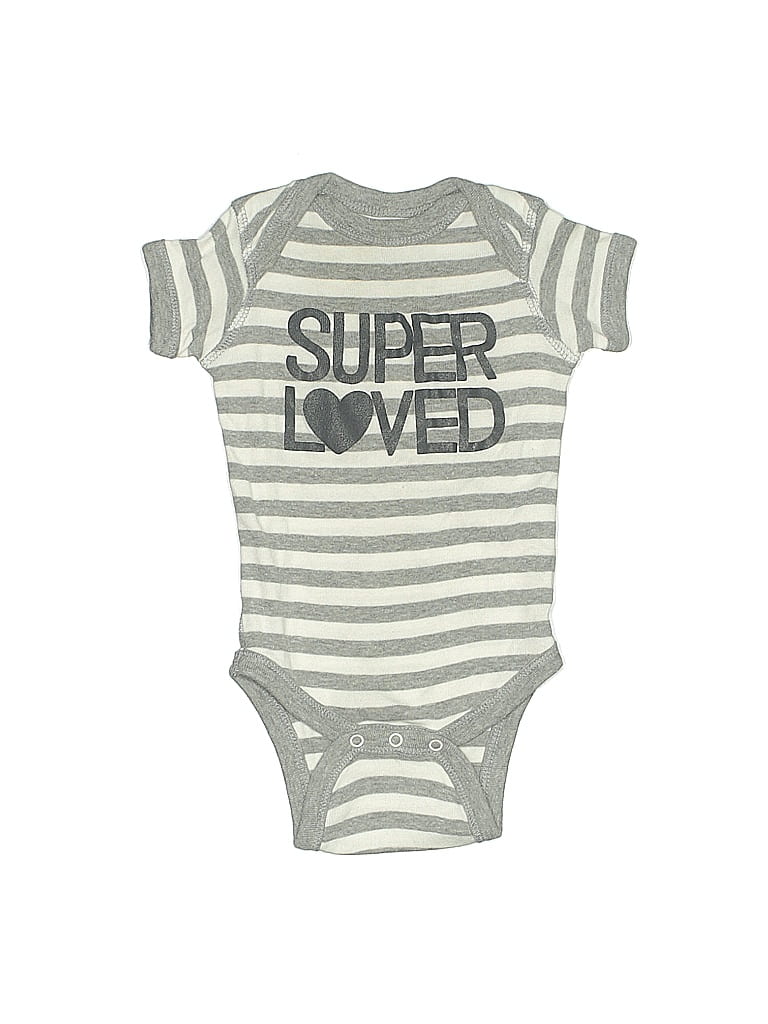 Assorted Brands Color Block Stripes Silver Short Sleeve Onesie Size 6 ...