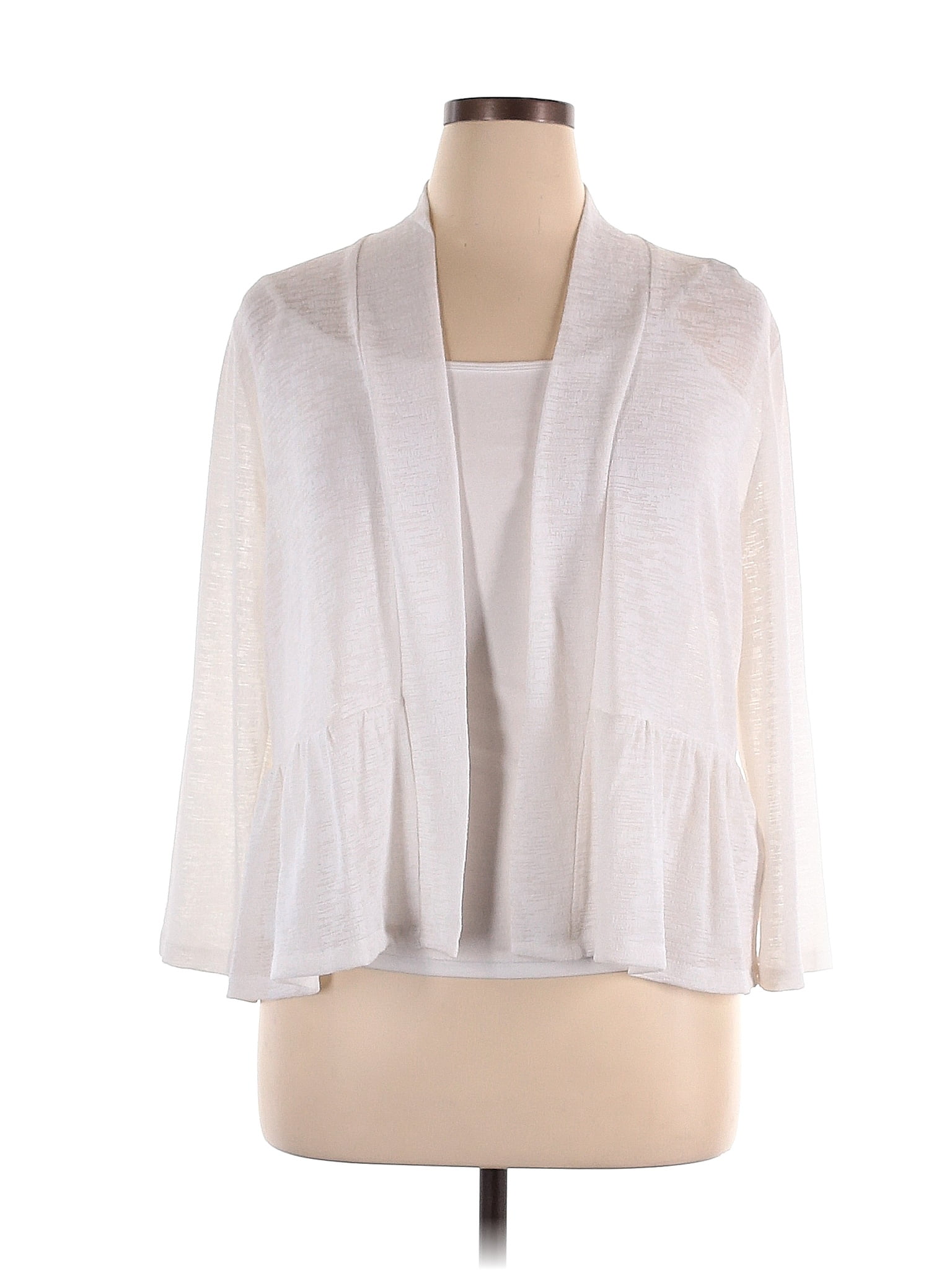 Kasper Color Block Solid White Cardigan Size XL - 76% off | ThredUp