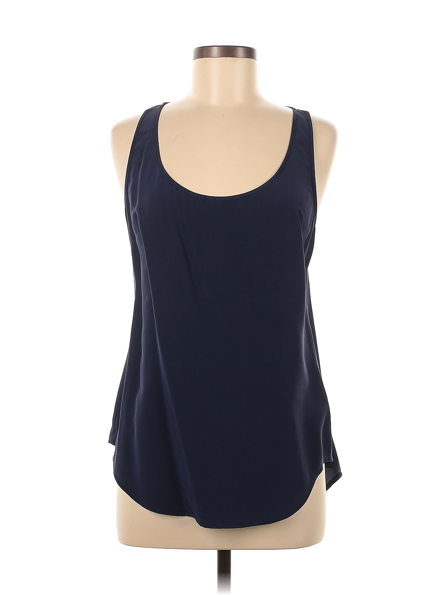 Lilly Pulitzer 100 Silk Solid Navy Blue Sleeveless Blouse Size M 69
