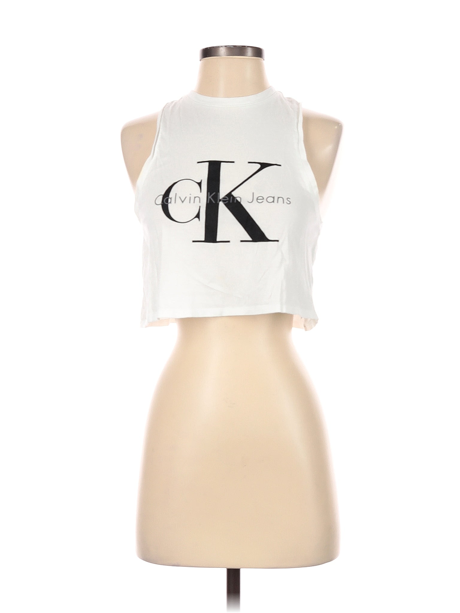 CALVIN KLEIN JEANS Graphic Solid White Tank Top Size XS - 65% off | thredUP