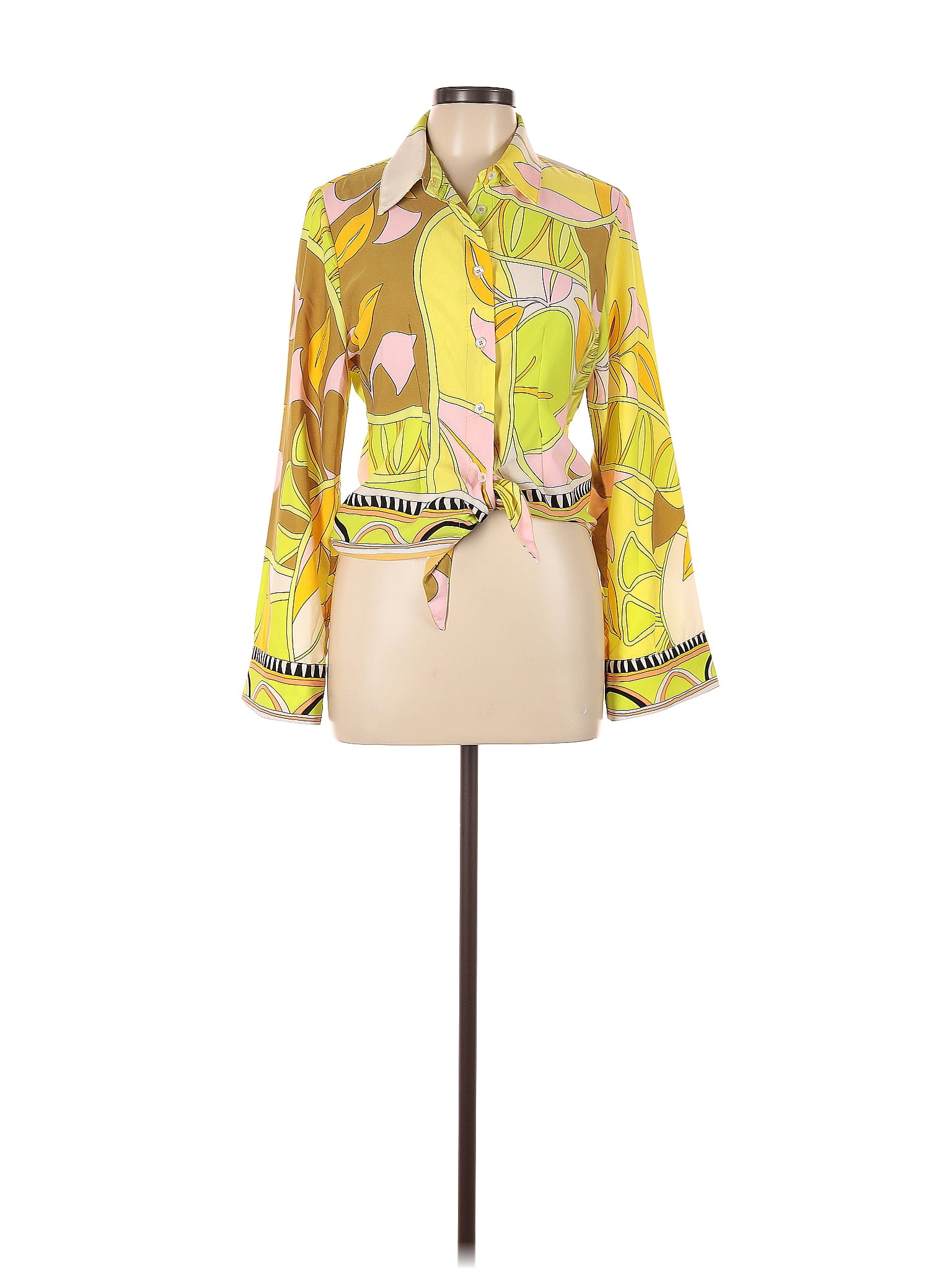 Milk And Honey Multi Color Yellow Long Sleeve Blouse Size L 56 Off