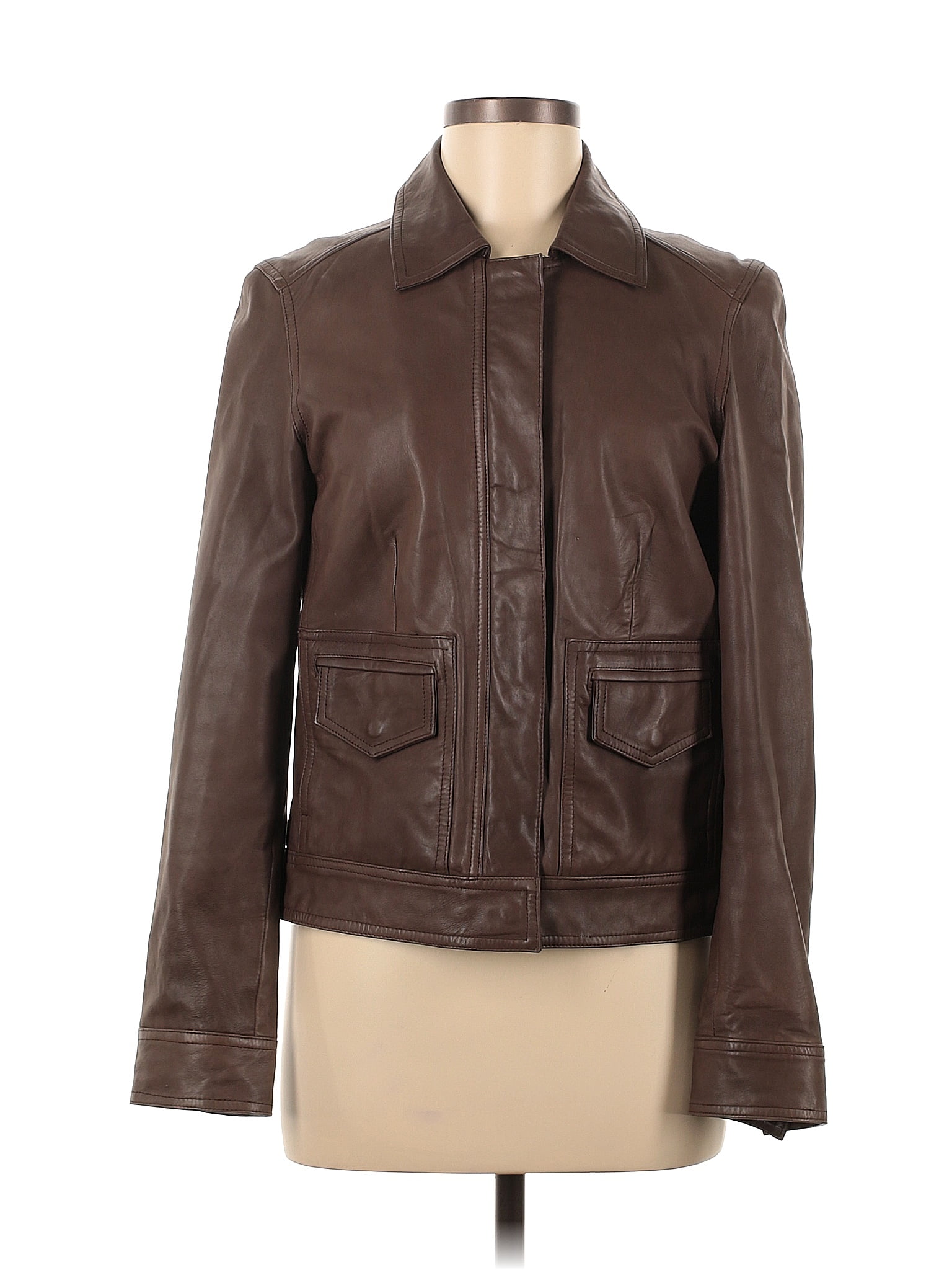 Tahari 100% Leather Solid Brown Leather Jacket Size M - 73% off | thredUP