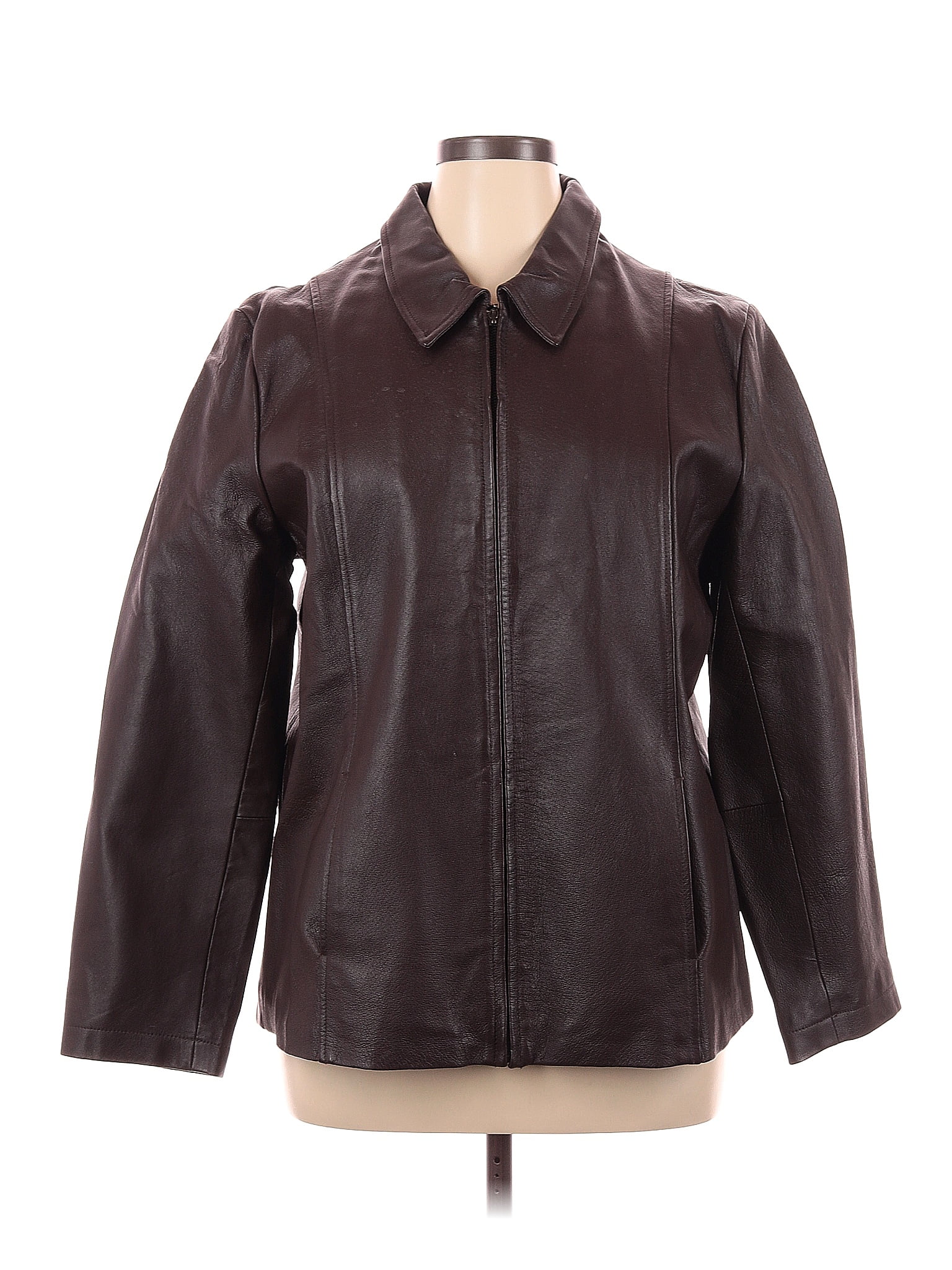 Dialogue 100% Leather Solid Brown Leather Jacket Size XL - 24% off | ThredUp