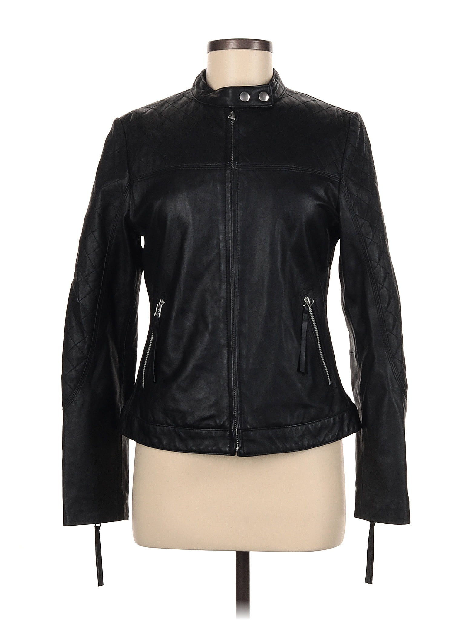 Moda International 100% Leather Solid Black Leather Jacket Size M - 60% ...