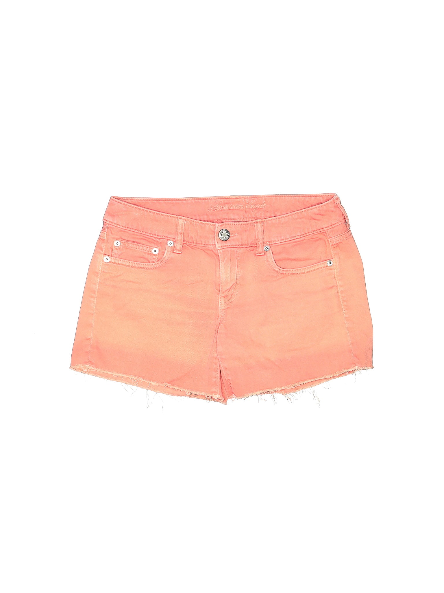American Eagle Outfitters 100% Cotton Solid Pink Orange Denim Shorts ...