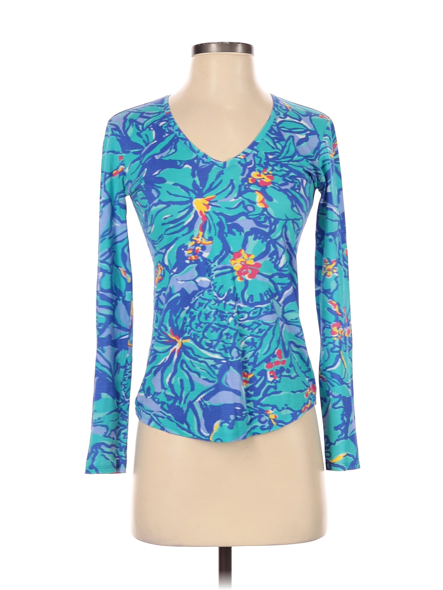 Lilly Pulitzer 100% Cotton Tropical Blue Long Sleeve T-Shirt Size XS - 65% off | ThredUp