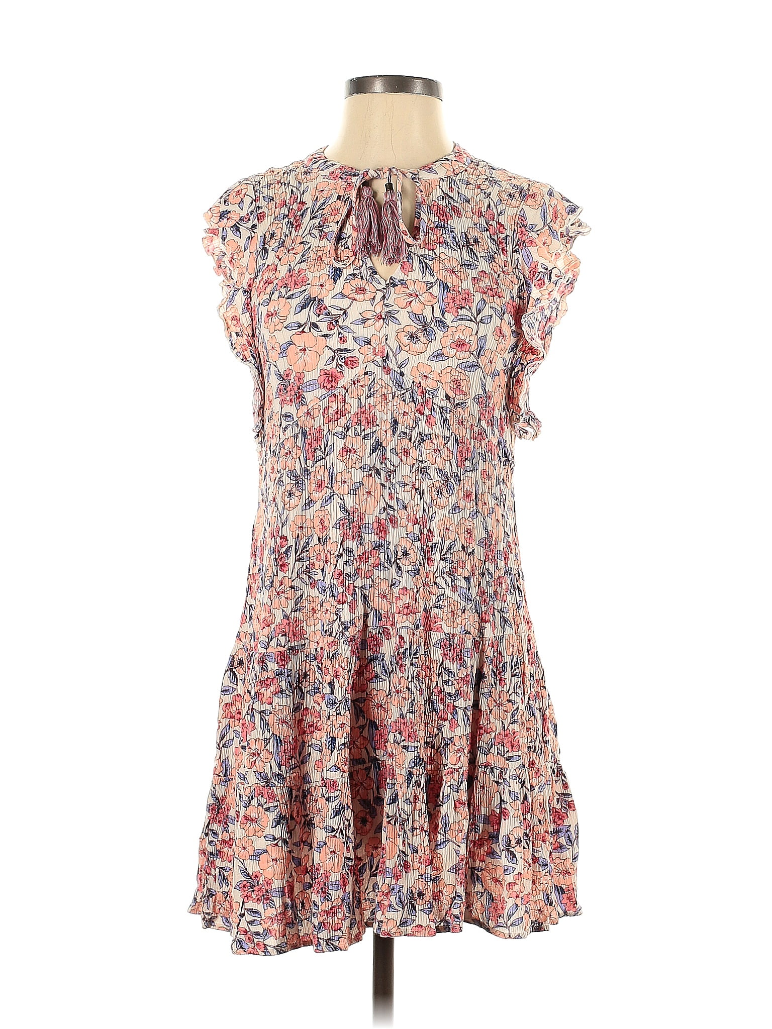 Knox Rose 100 Rayon Floral Multi Color Pink Casual Dress Size S 32