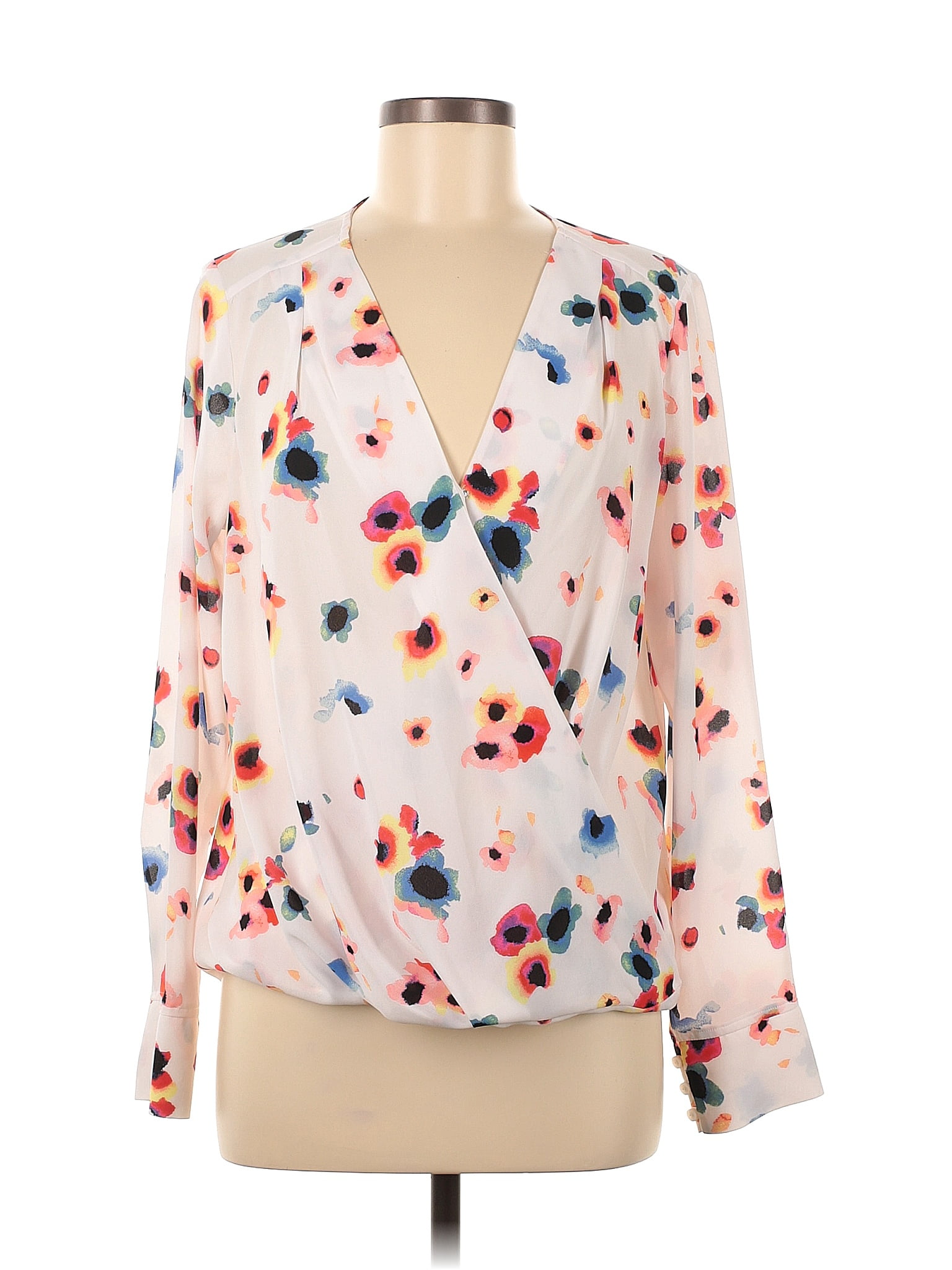 Halogen Floral Ivory Long Sleeve Blouse Size M 75 Off Thredup