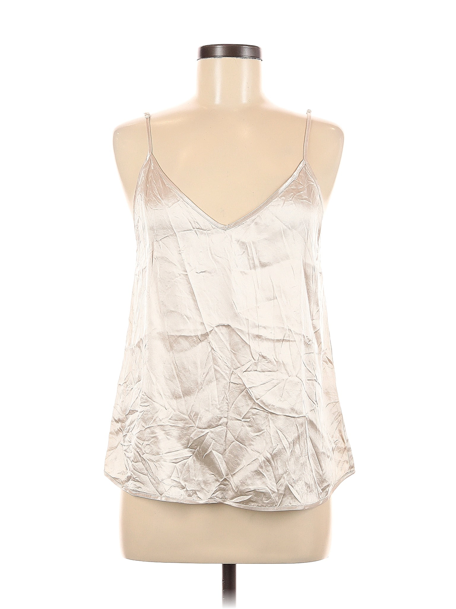 Babaton 100% Acetate Tropical Metallic Silver Sleeveless Blouse Size M ...