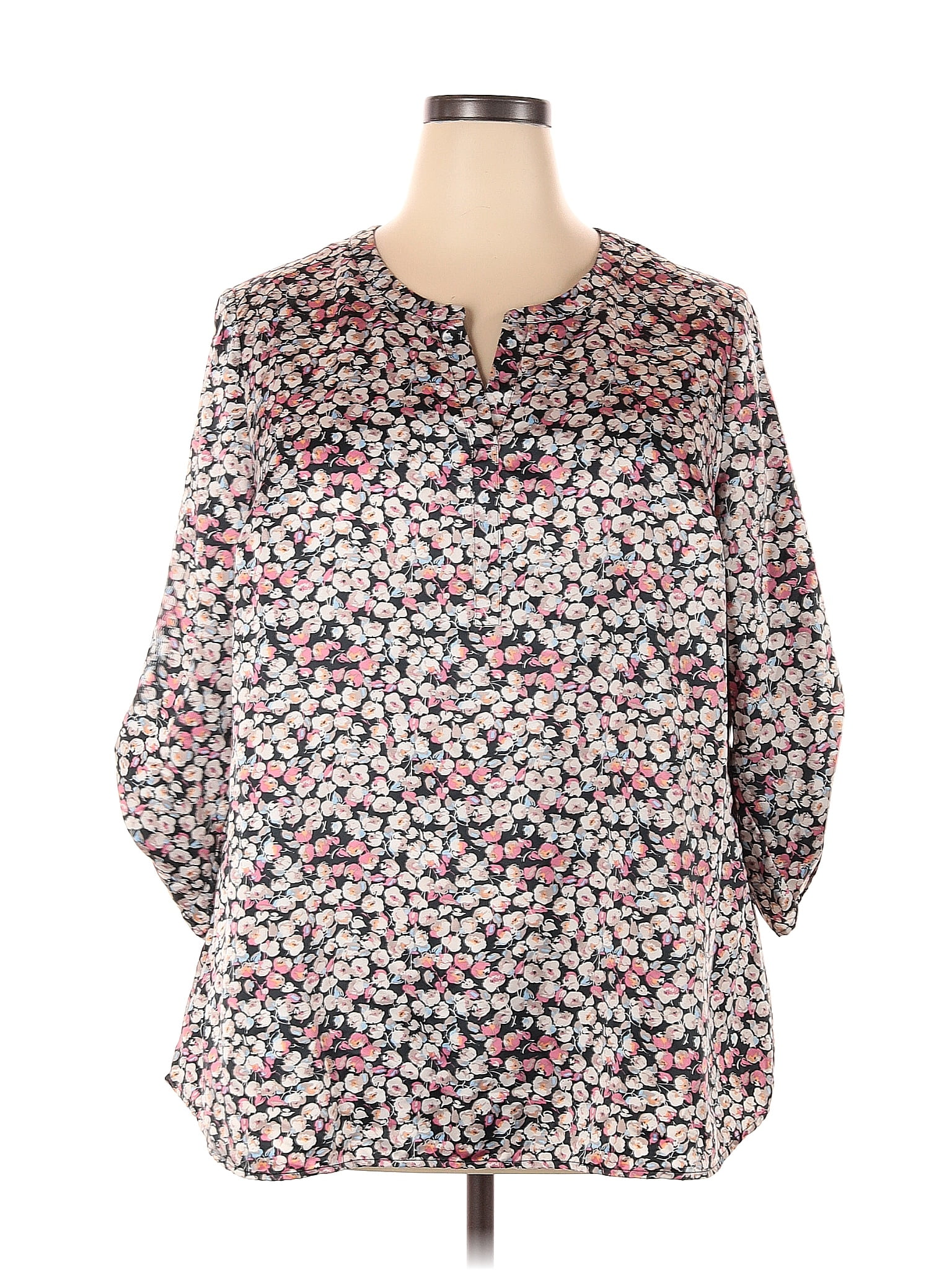 Daniel Rainn 100 Polyester Floral Multi Color Ivory Short Sleeve