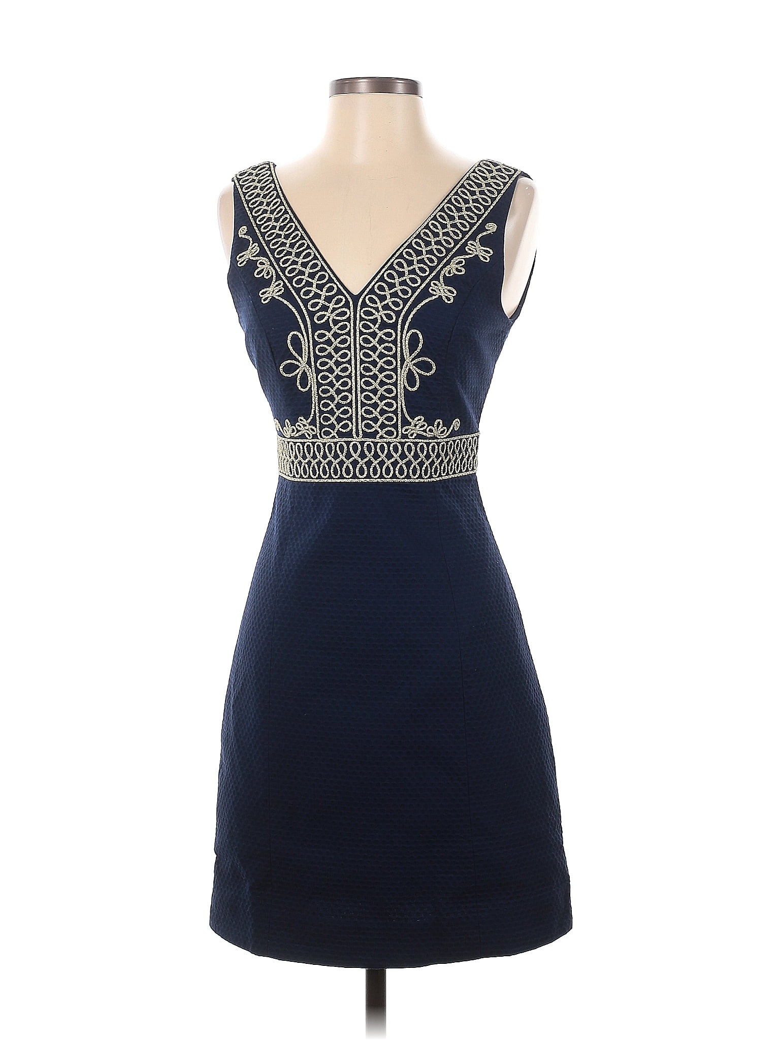 Lilly Pulitzer 100 Cotton Solid Navy Blue Casual Dress Size 0 62
