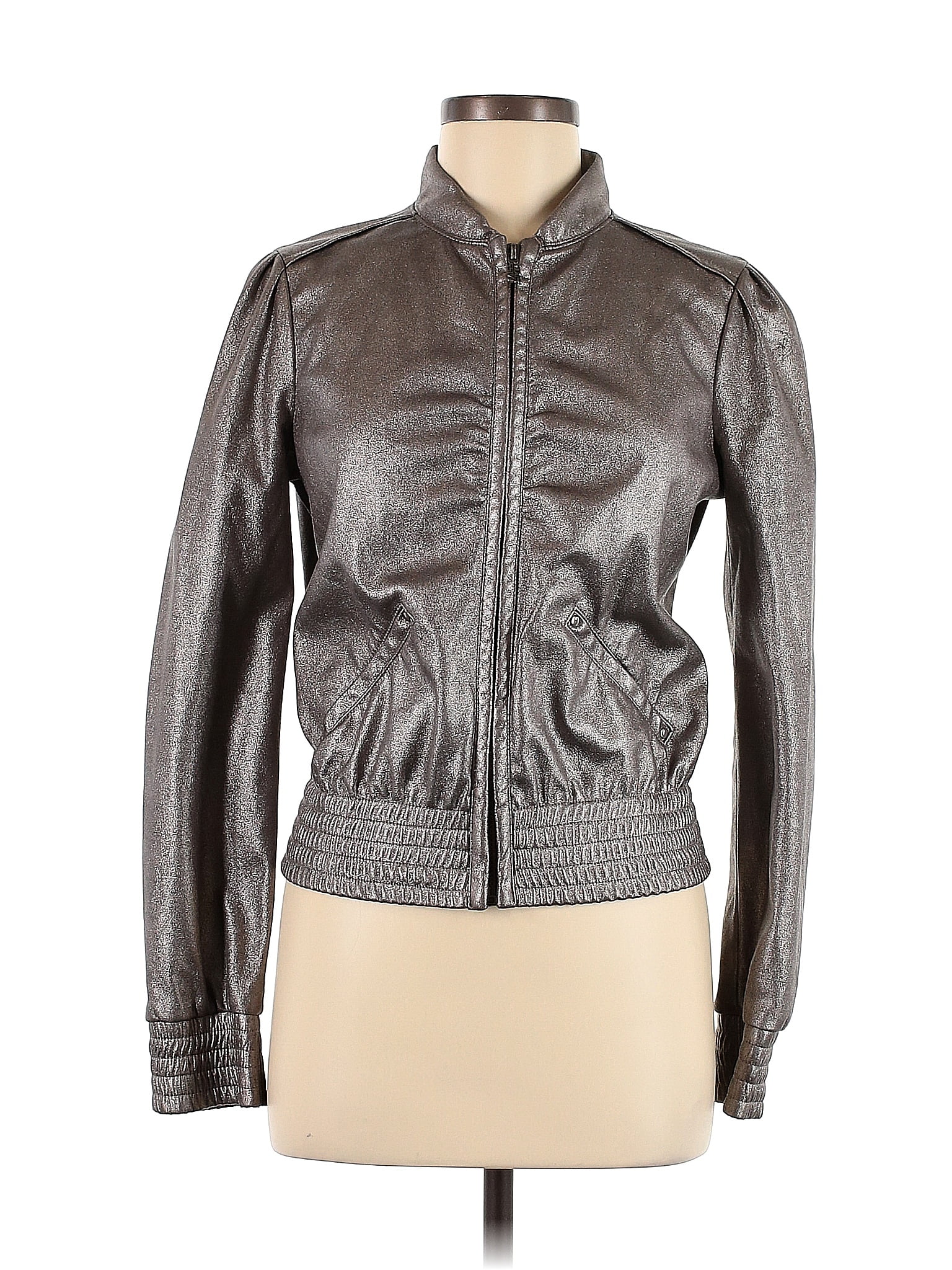 Assorted Brands 100% Polyester Solid Metallic Silver Faux Leather ...