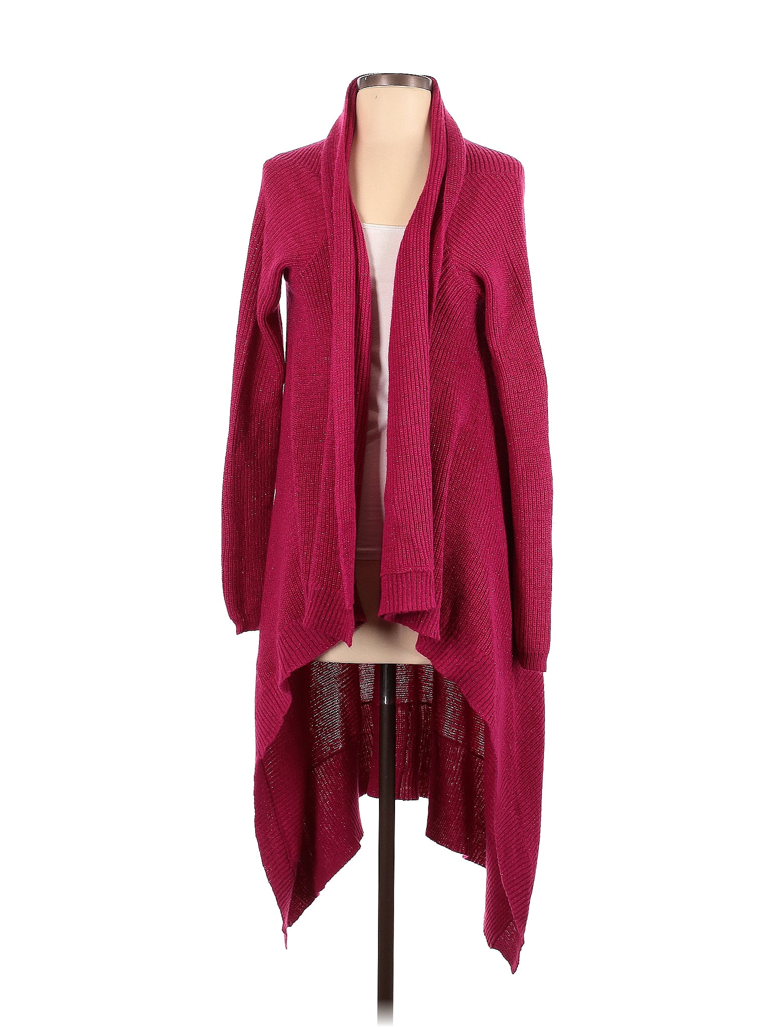 Miss Tina by Tina Knowles Color Block Solid Pink Burgundy Cardigan Size ...