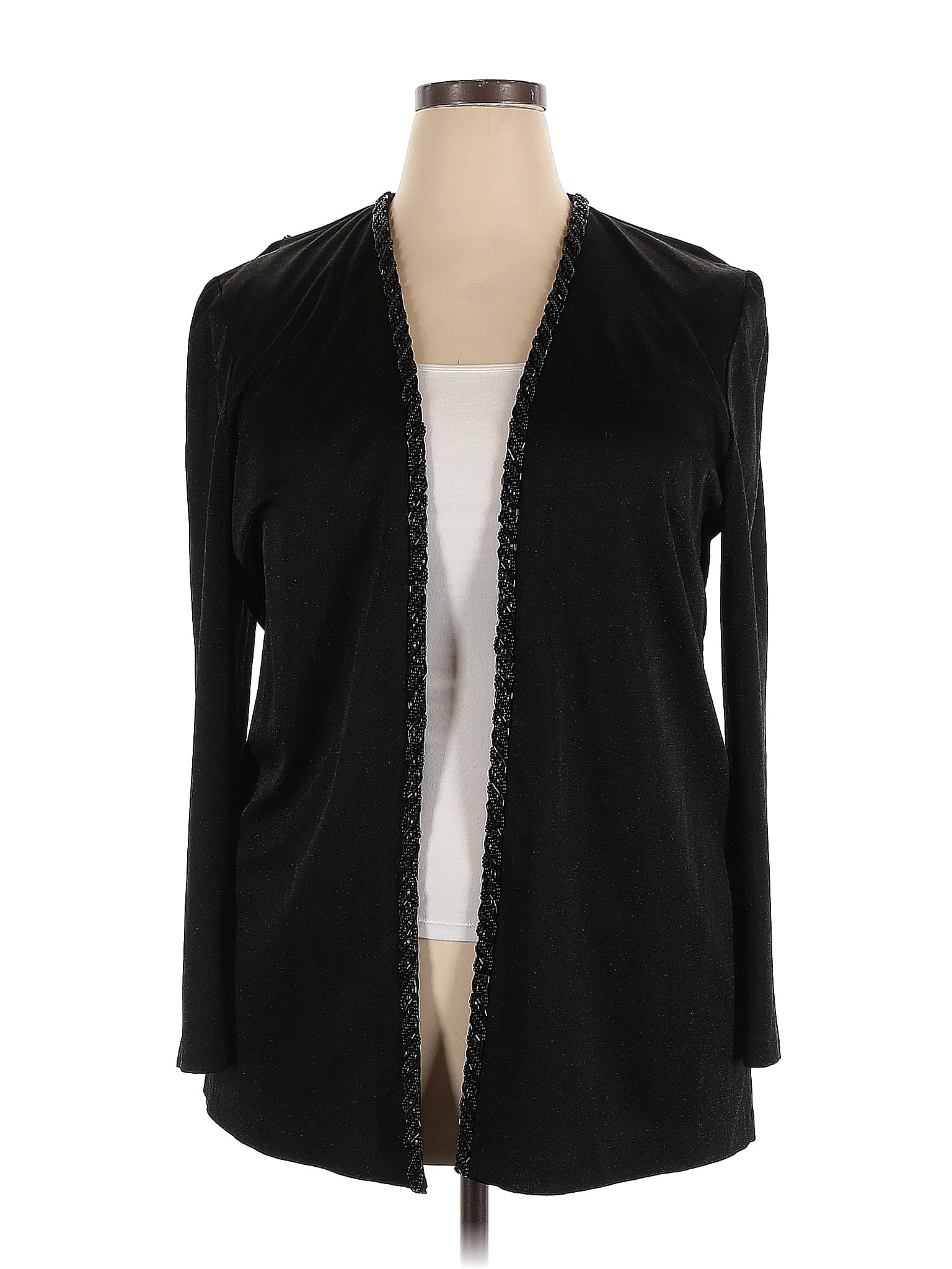 Alex Evenings 100% Acetate Color Block Solid Black Cardigan Size 18 ...