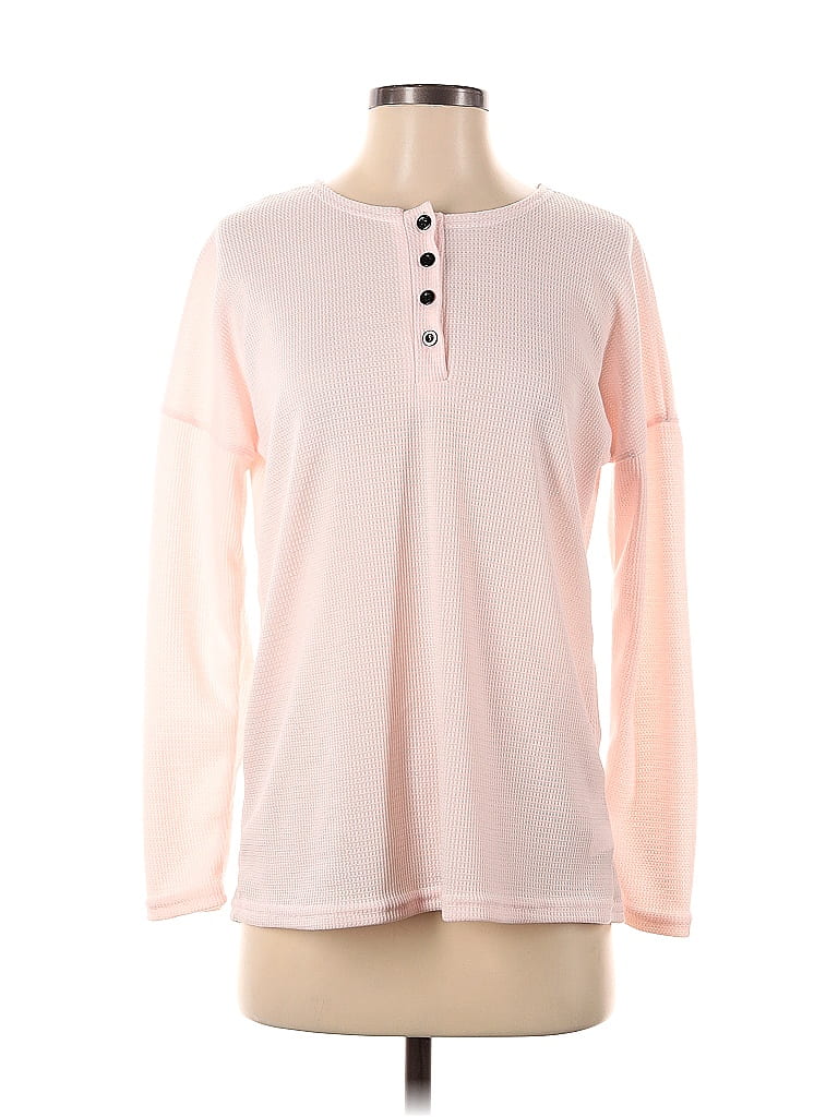 Unbranded Color Block Pink Thermal Top Size S - 44% off | ThredUp