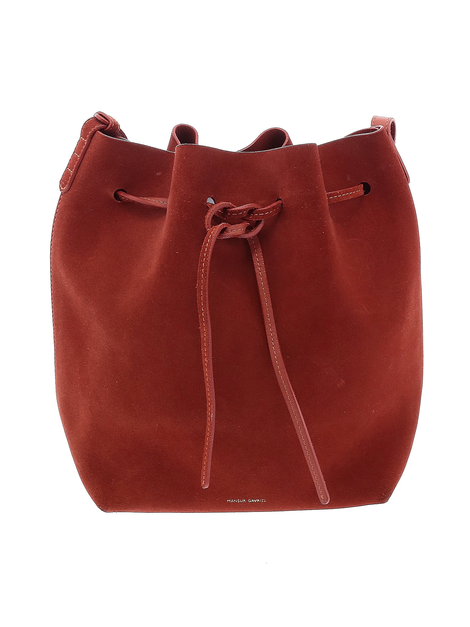 Mansur Gavriel 100% Leather Solid Maroon Burgundy Leather Bucket Bag ...