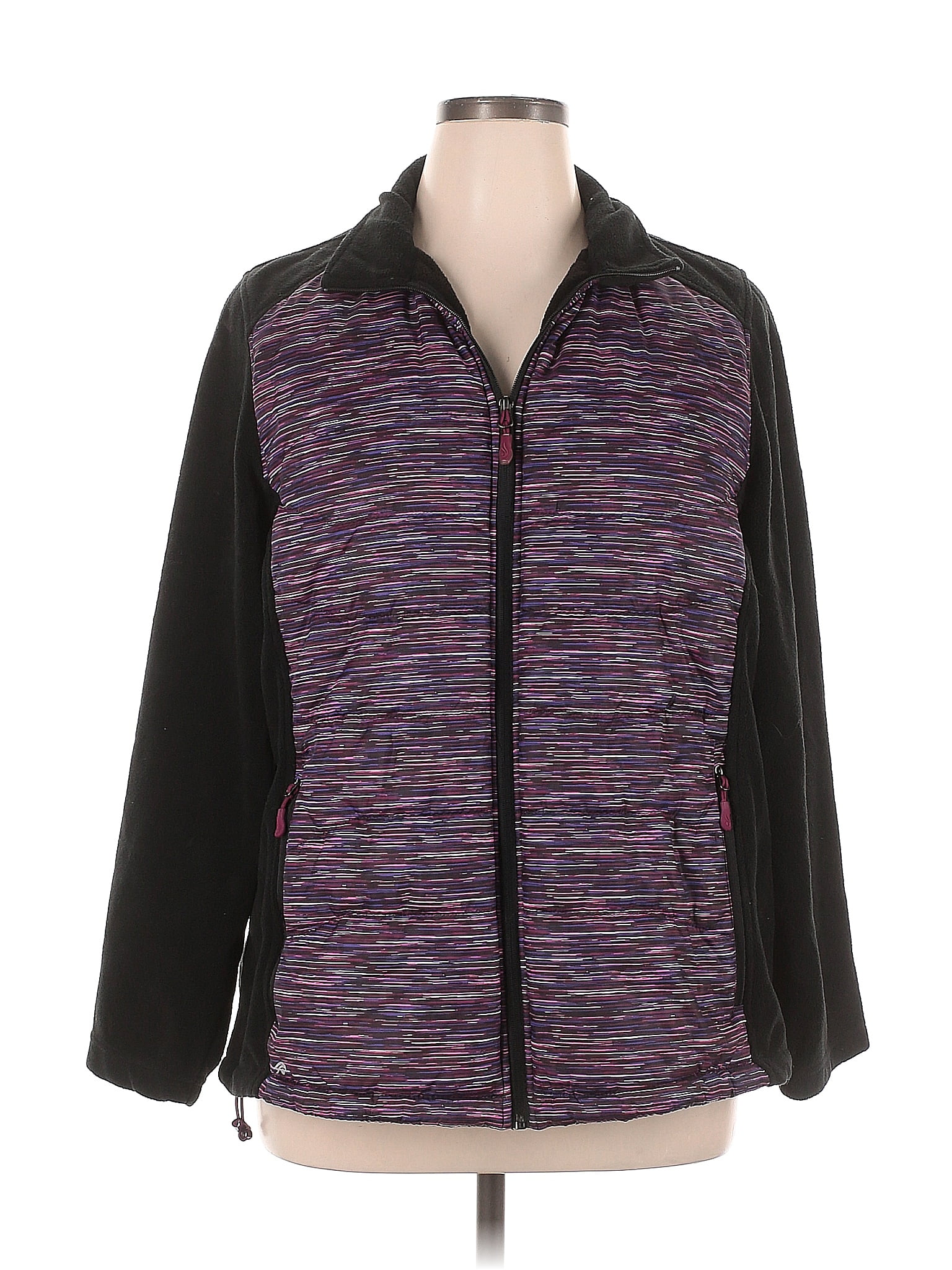 Ideology 100% Polyester Color Block Marled Purple Track Jacket Size 1X ...