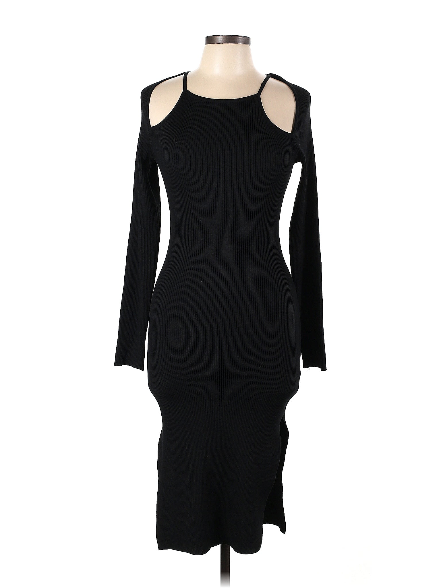 Almost Famous Solid Black Casual Dress Size L 56 Off Thredup
