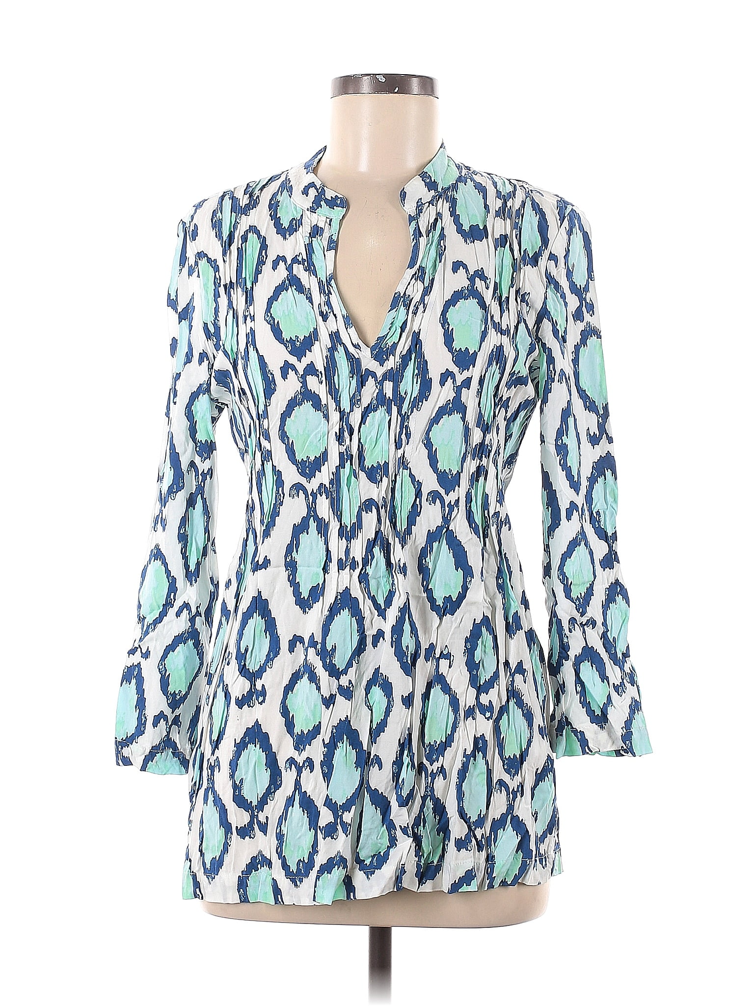 Lilly Pulitzer 100 Rayon Blue Long Sleeve Blouse Size M 65 Off