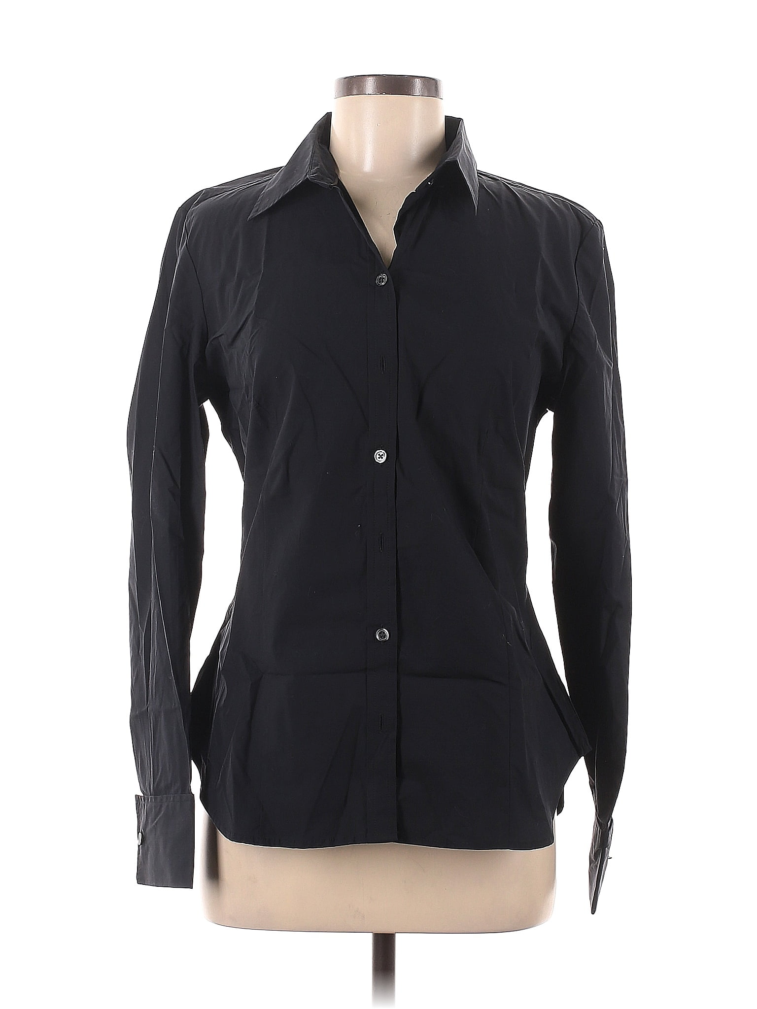 Banana Republic Solid Black Long Sleeve Button Down Shirt Size M 68