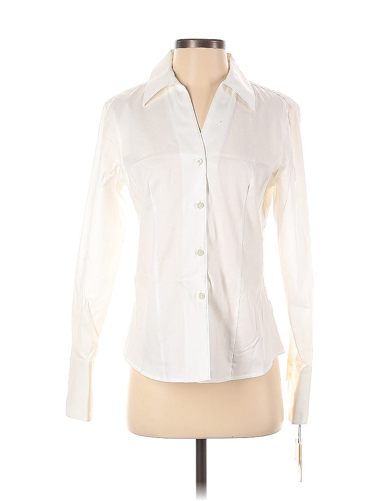 Calvin Klein 100% Cotton Solid White Ivory Long Sleeve Button-Down Shirt Size 4 - 56% off | ThredUp
