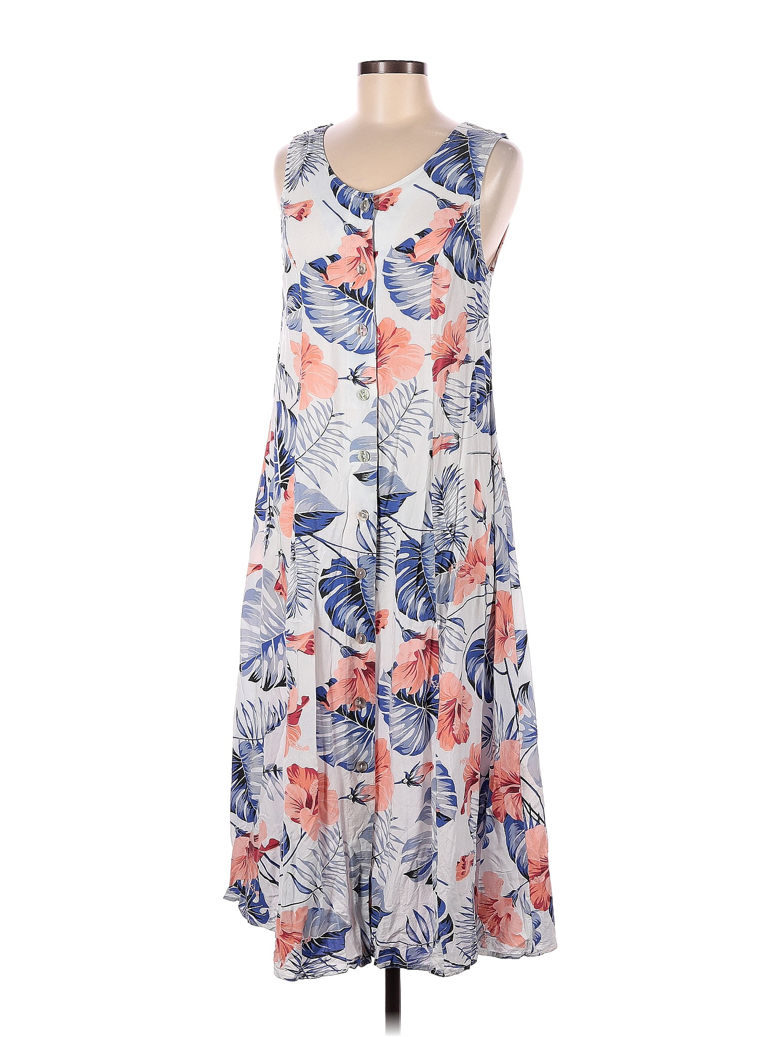 Koret 100% Rayon Floral Blue Cocktail Dress Size M - 76% off | thredUP