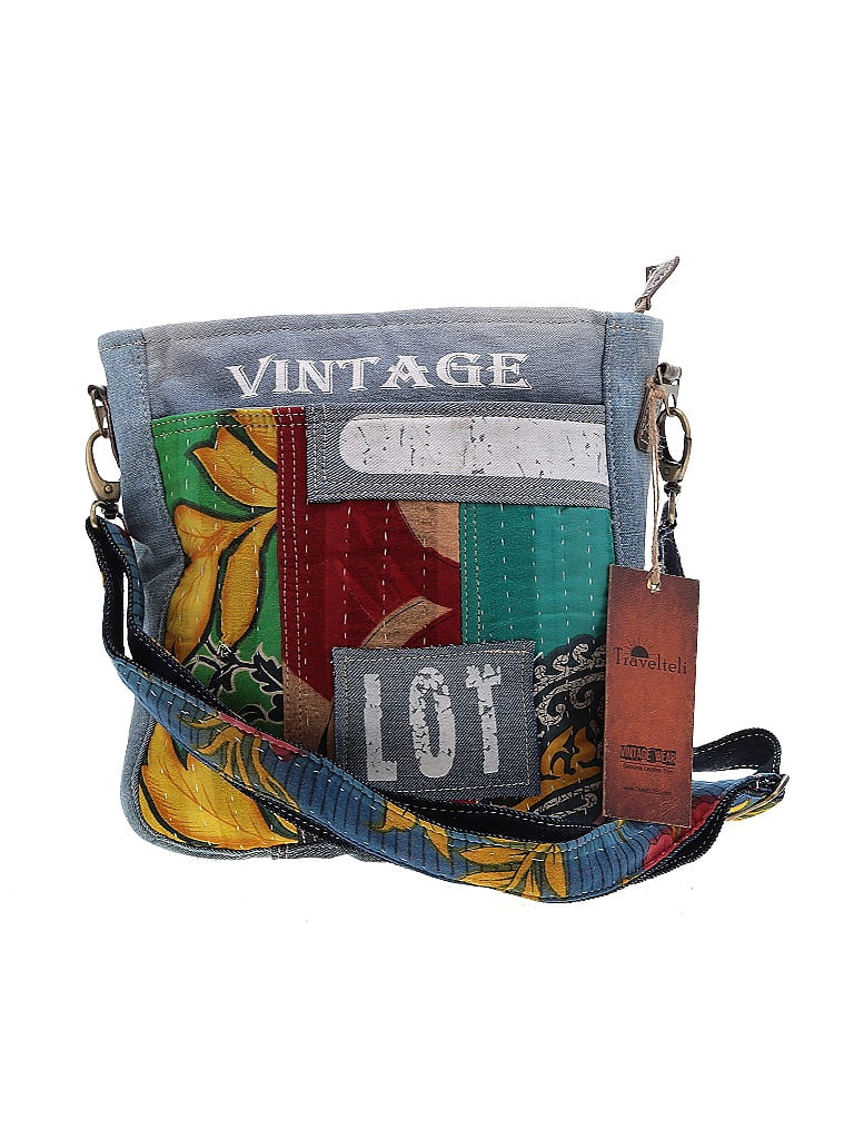 Assorted Brands 100% Cotton Color Block Multi Color Blue Crossbody Bag ...