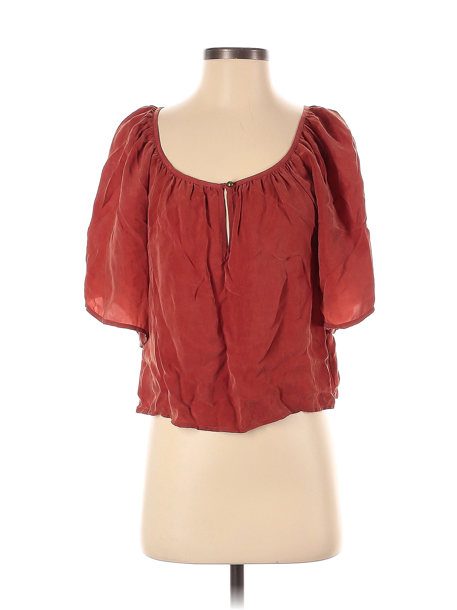 Corey Lynn Calter 100% Cupro Solid Red Short Sleeve Blouse Size S - 77% off | ThredUp