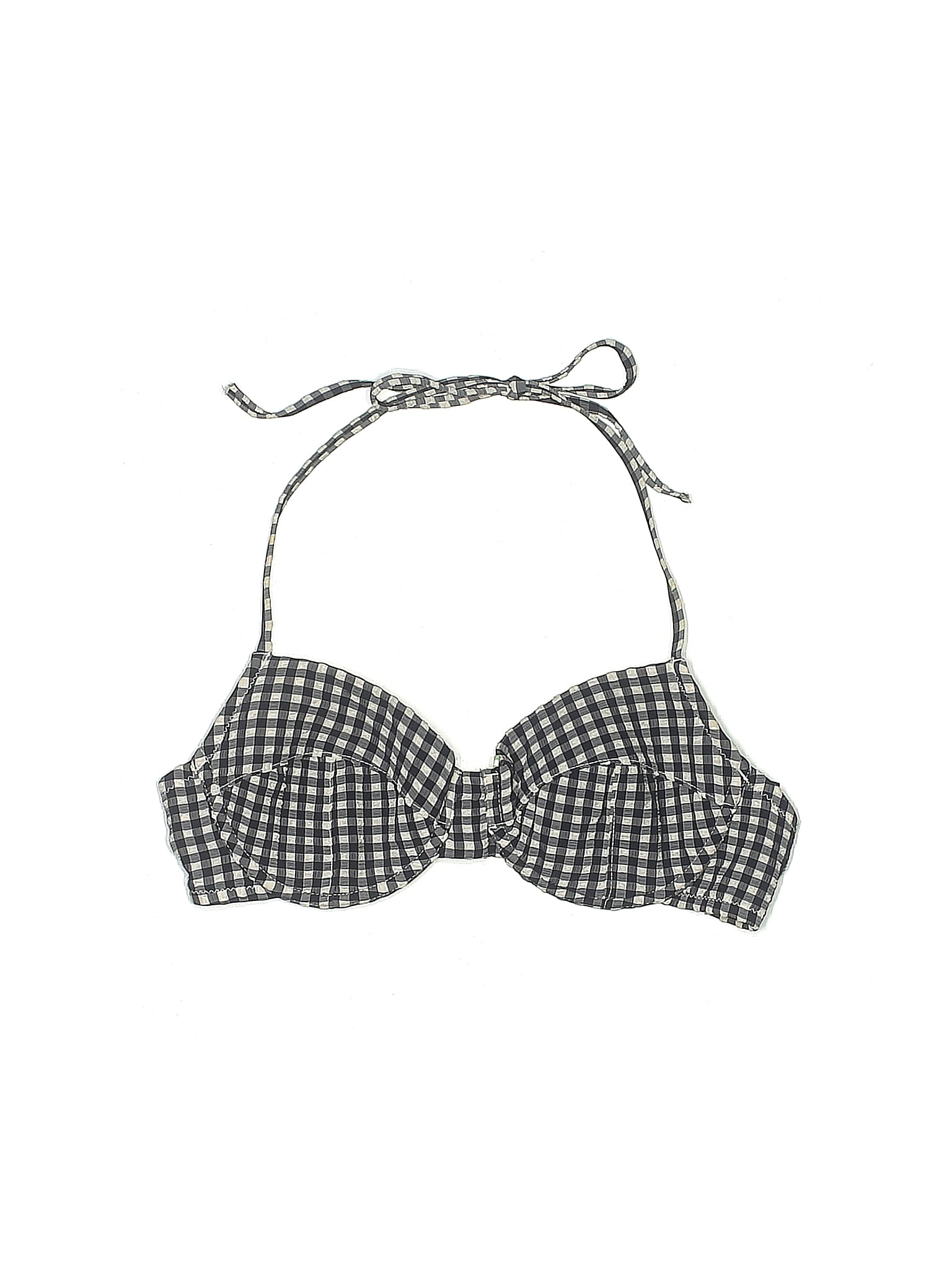 J.Crew Checkered-gingham Multi Color Gray Swimsuit Top Size Med (34C ...