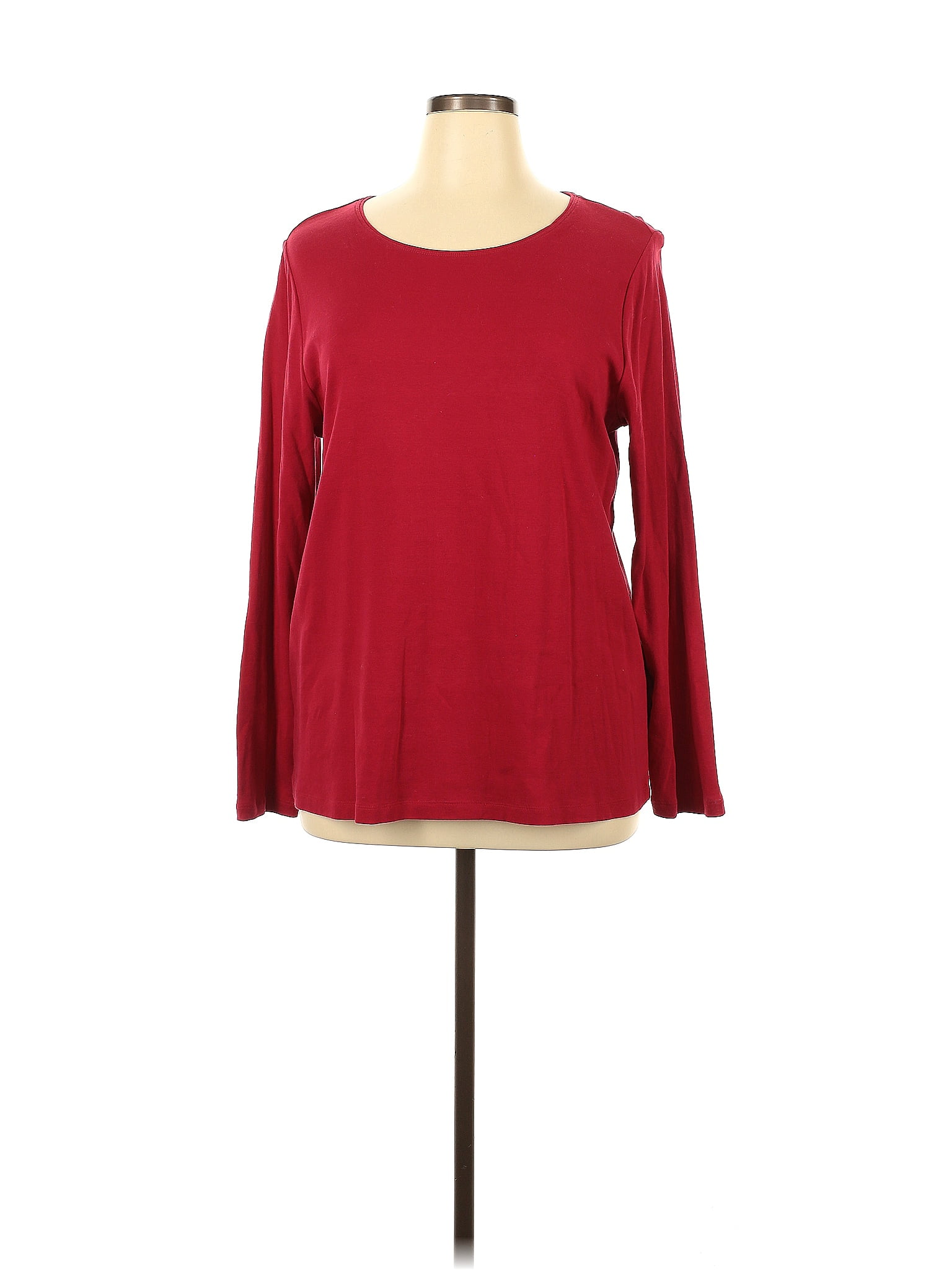 Cj Banks 100% Cotton Burgundy Long Sleeve T-Shirt Size 1X (Plus) - 63% ...
