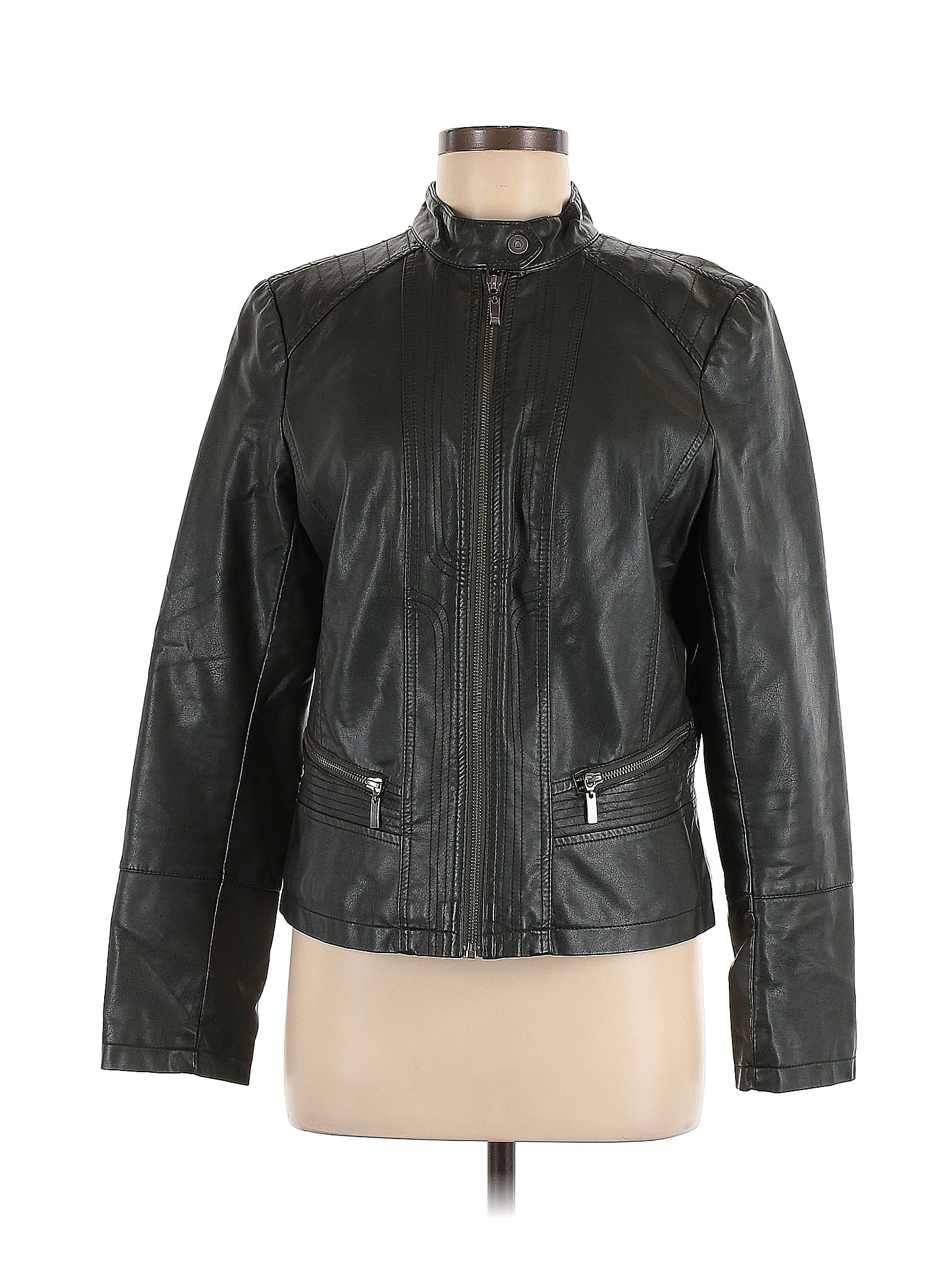 Bernardo 100% Polyurethane Solid Black Faux Leather Jacket Size M - 75% off | ThredUp