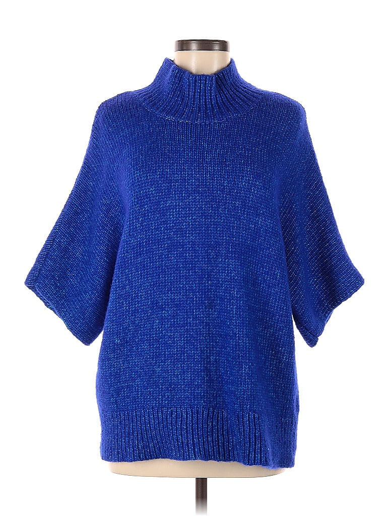 Club Monaco Color Block Solid Sapphire Blue Turtleneck Sweater Size L ...