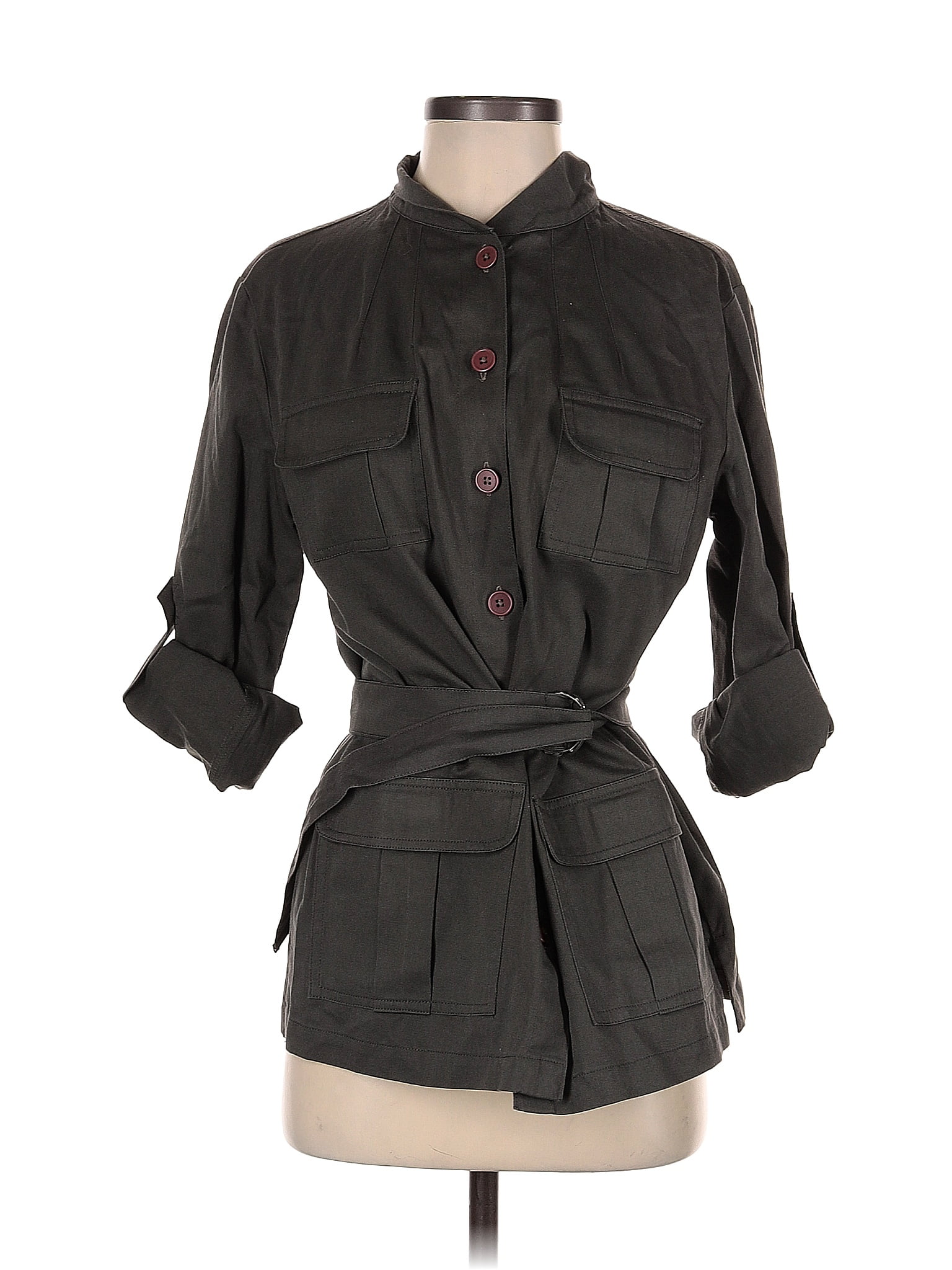 Jennifer & Grace 100% Cotton Solid Gray Jacket Size S - 59% off | ThredUp