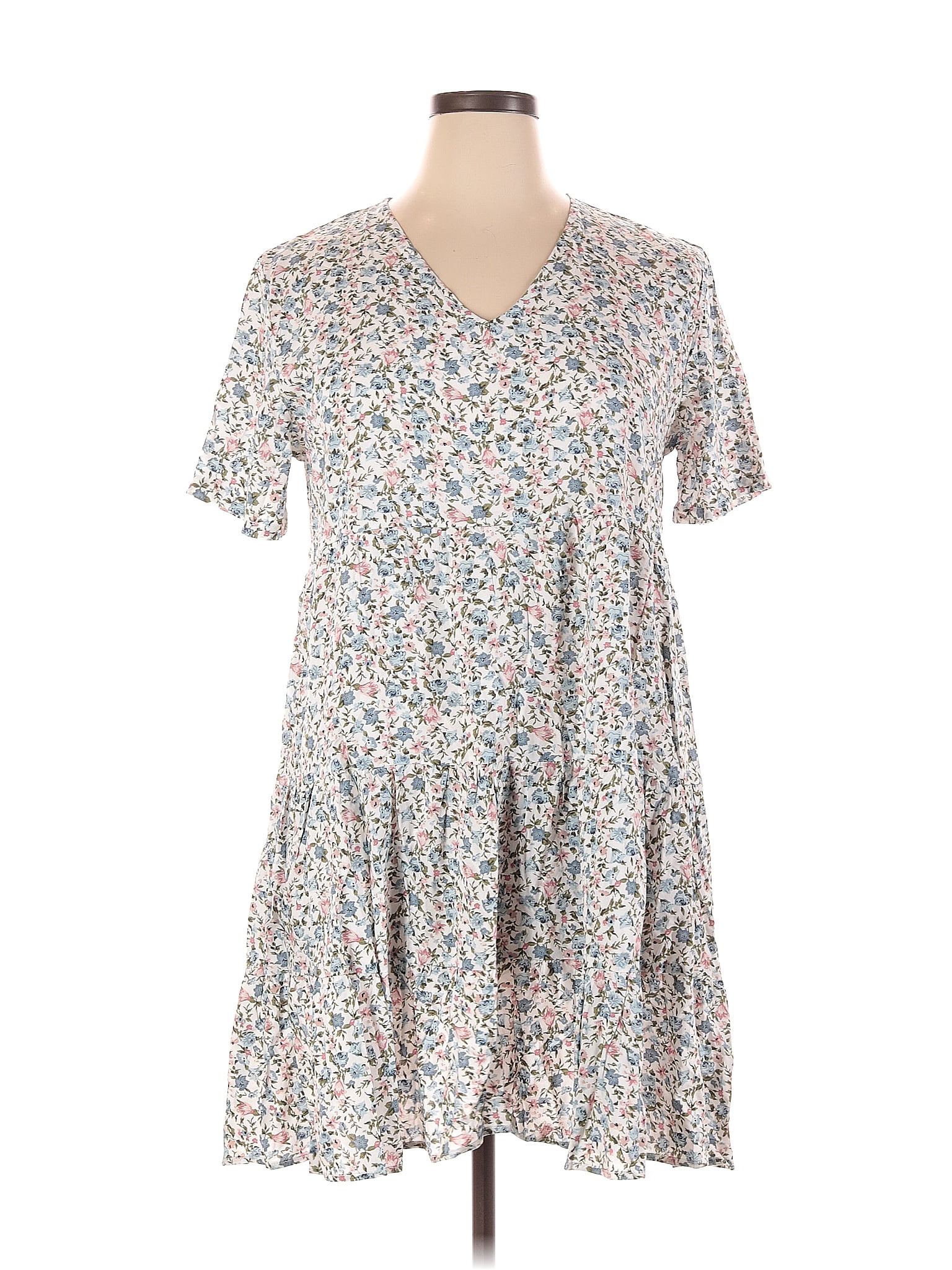 Unbranded 100 Rayon Multi Color White Casual Dress Size Xl 52 Off