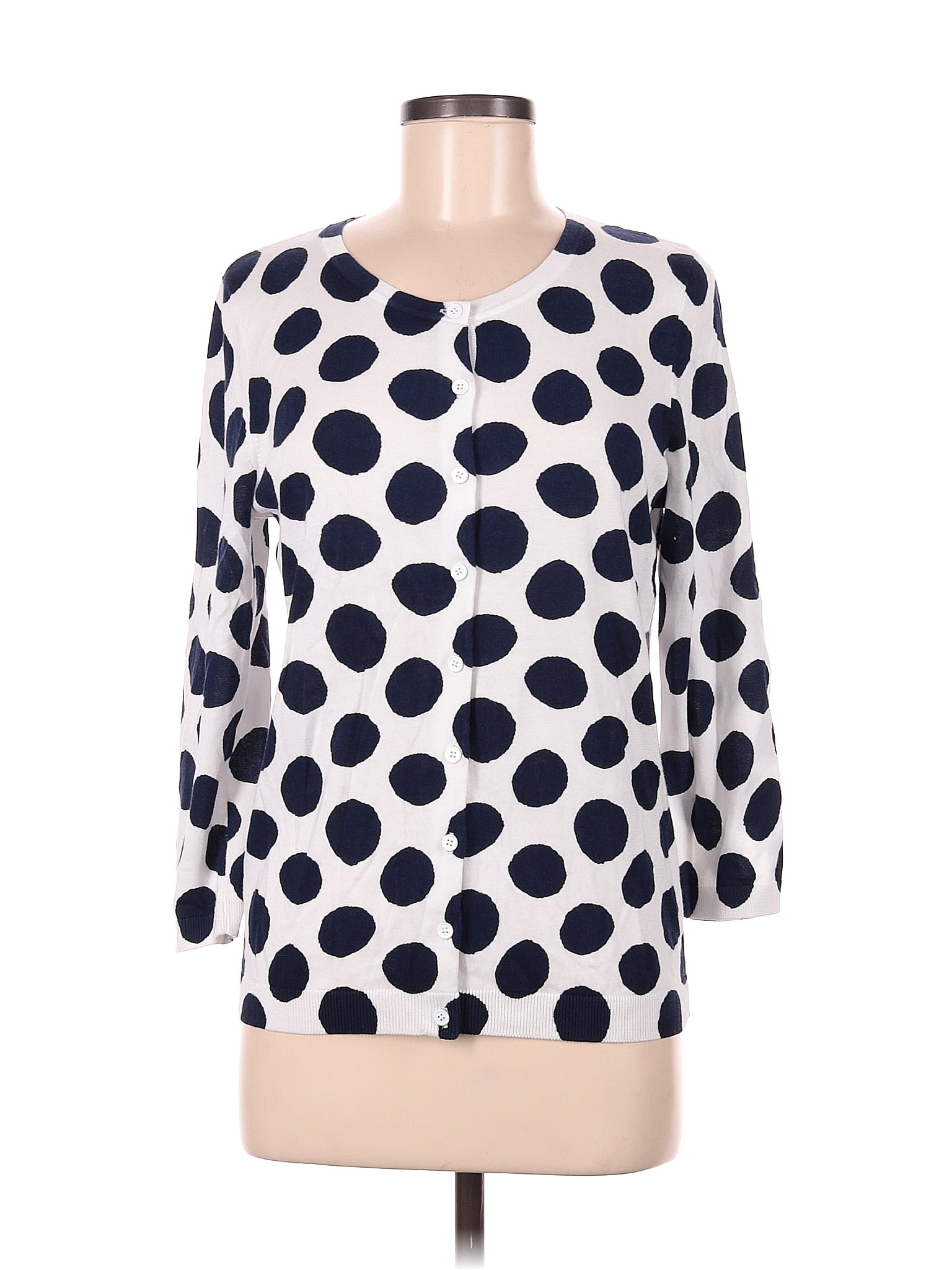 Talbots Color Block Polka Dots White Cardigan Size M - 72% off | thredUP
