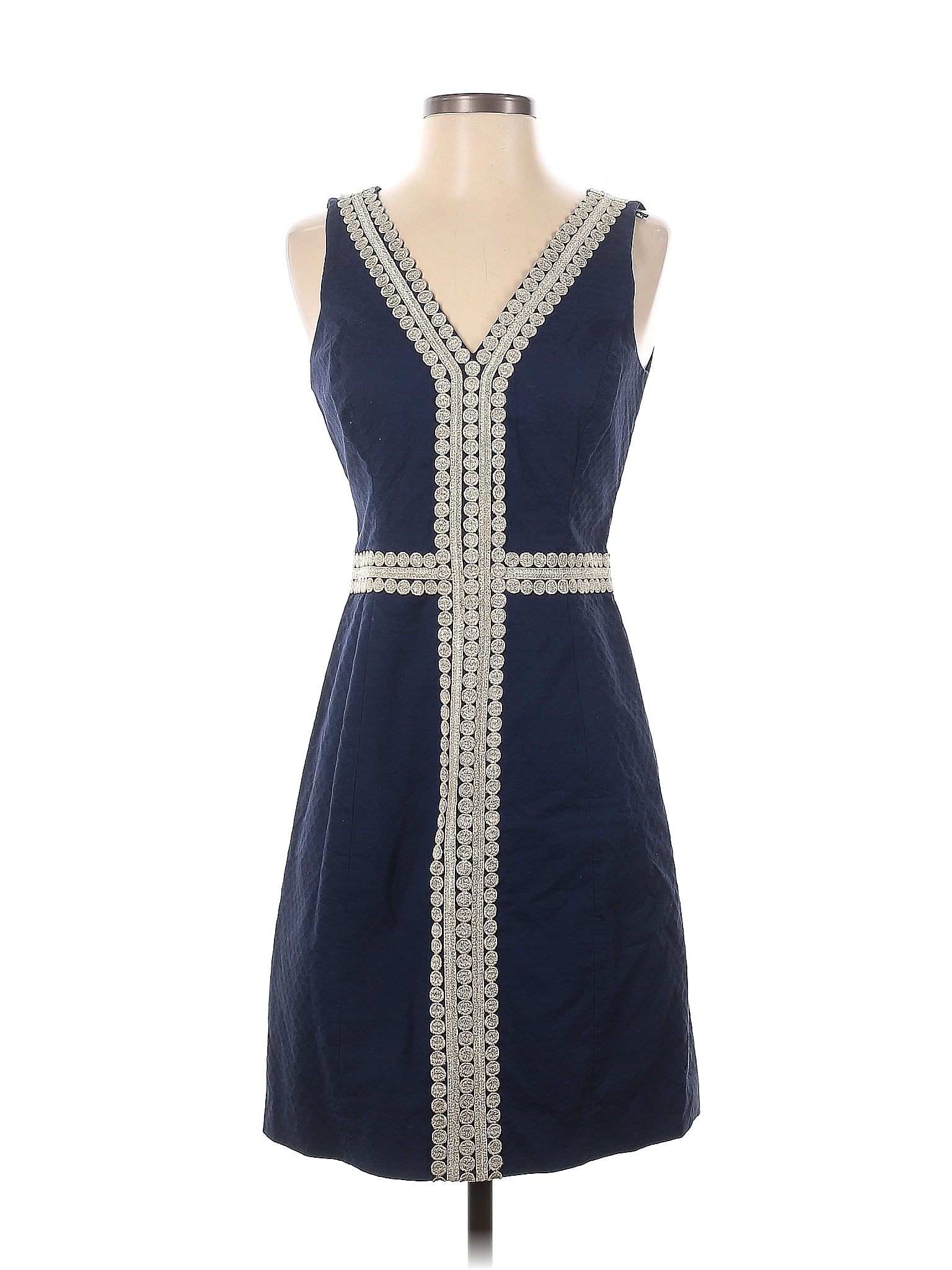 Lilly Pulitzer 100 Cotton Solid Navy Blue Casual Dress Size 2 67