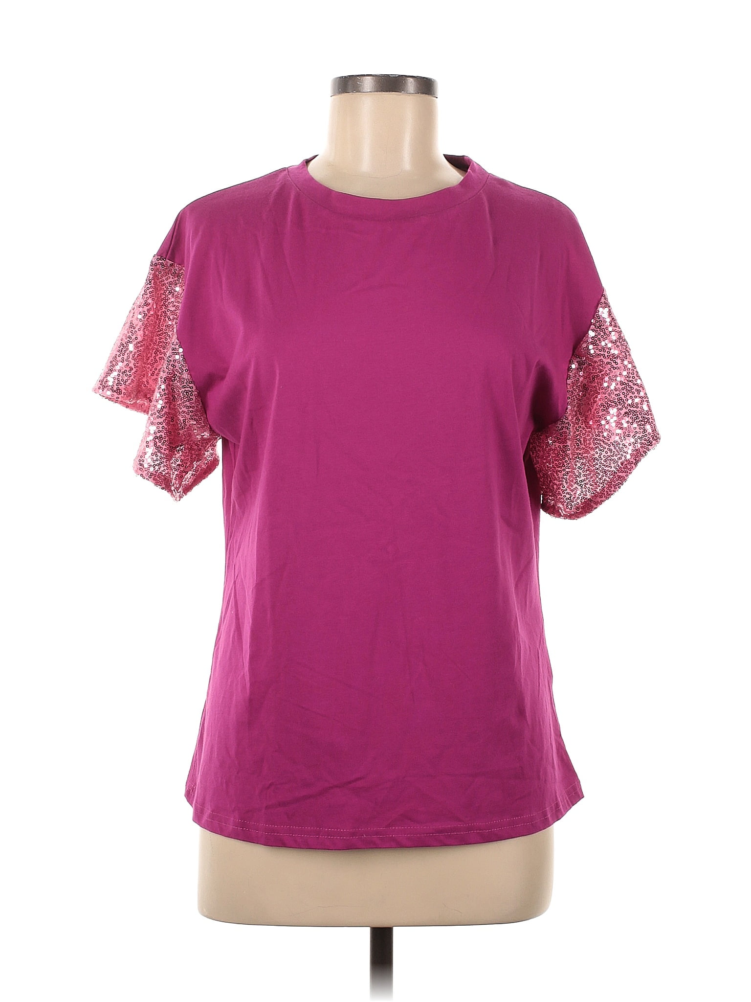 Exlura Solid Pink Burgundy Short Sleeve Top Size M 52 Off Thredup