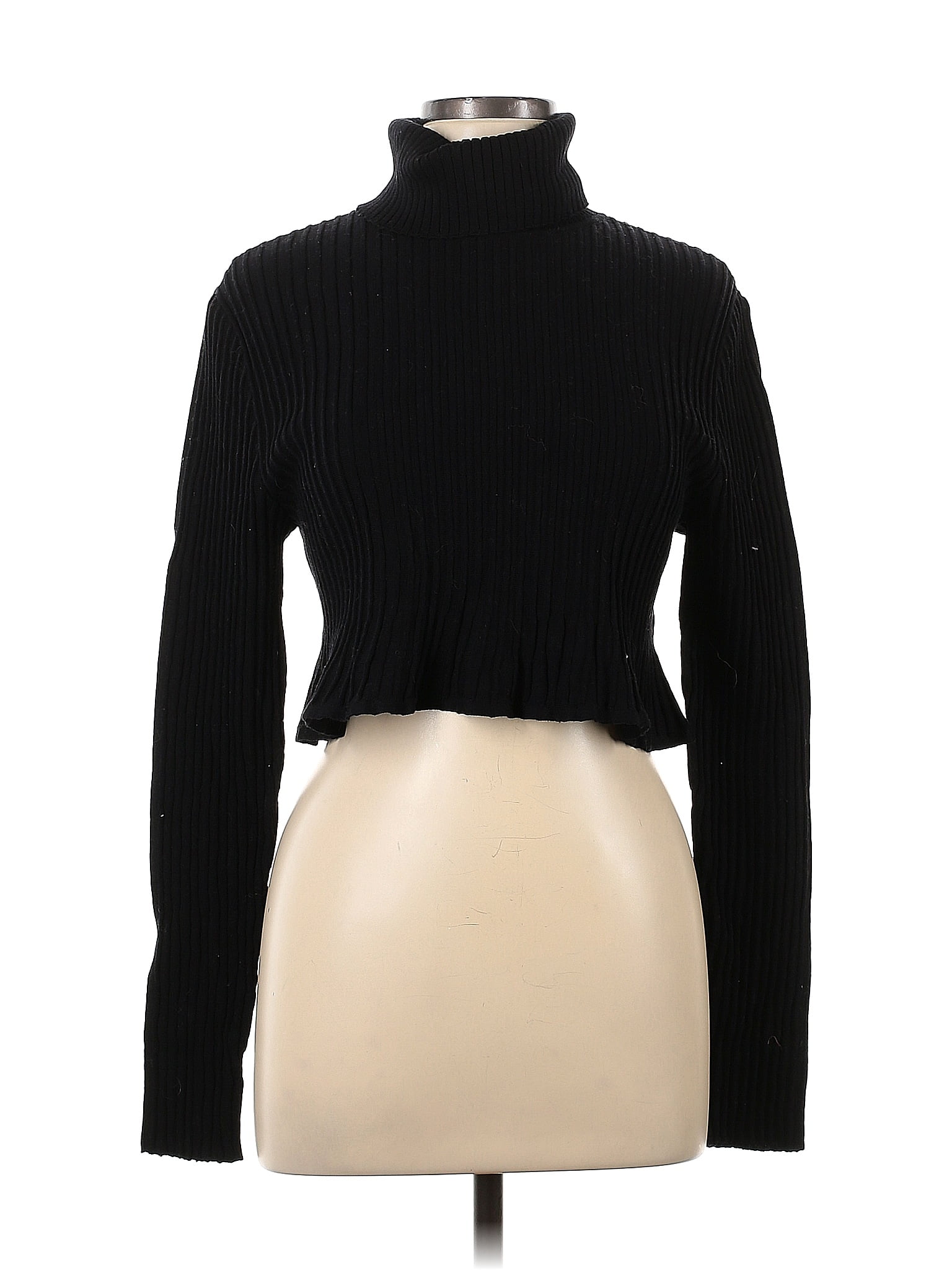 Peruvian Connection 100% Cotton Color Block Solid Black Turtleneck ...
