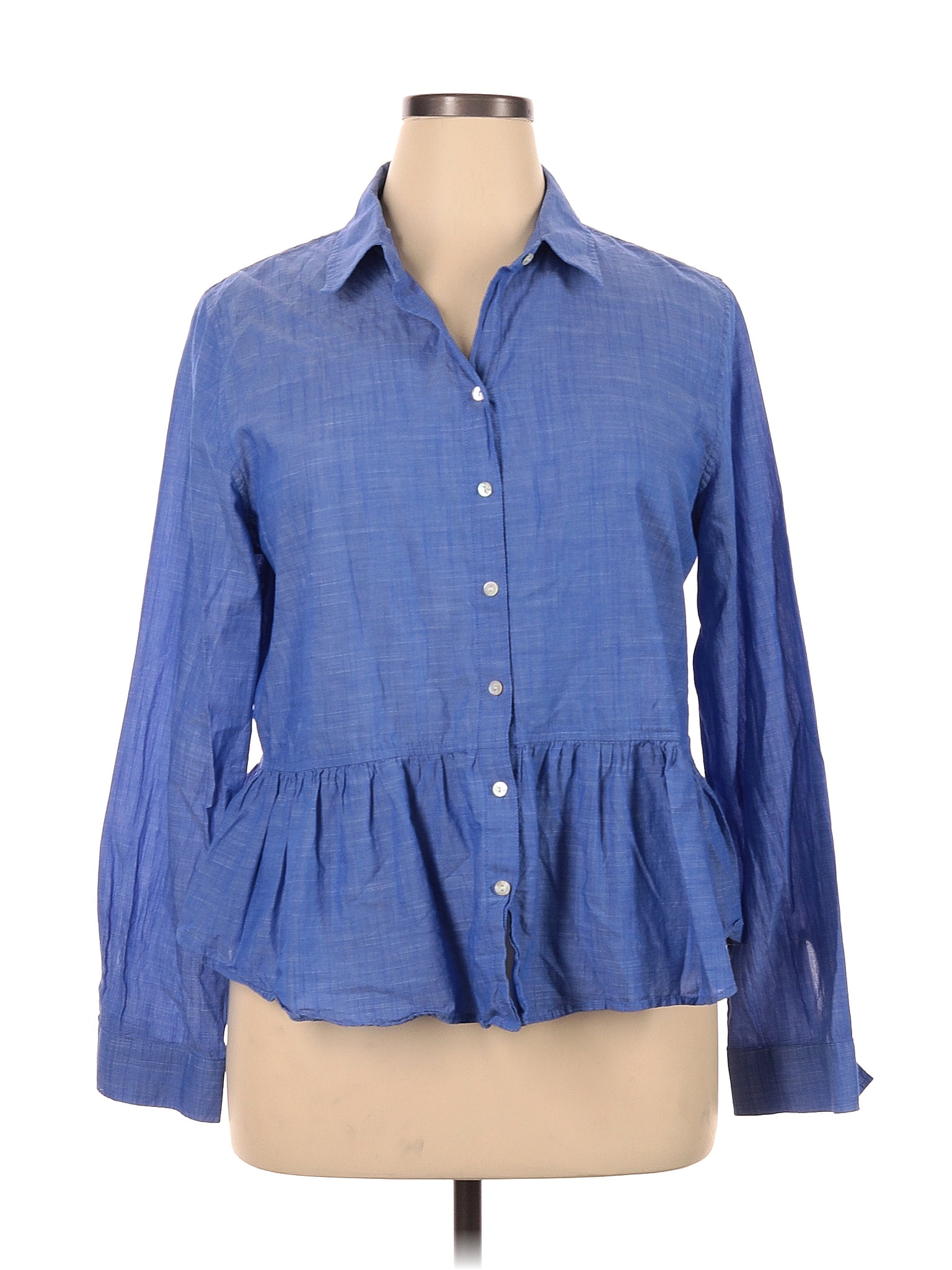 Lilly Pulitzer 100% Cotton Checkered-gingham Blue Long Sleeve Blouse Size XL - 69% off | thredUP