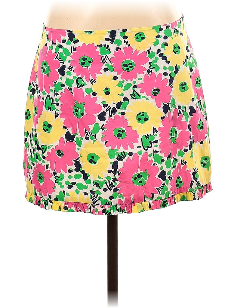 Lilly Pulitzer 100 Cotton Floral Multi Color Pink Casual Skirt Size 4