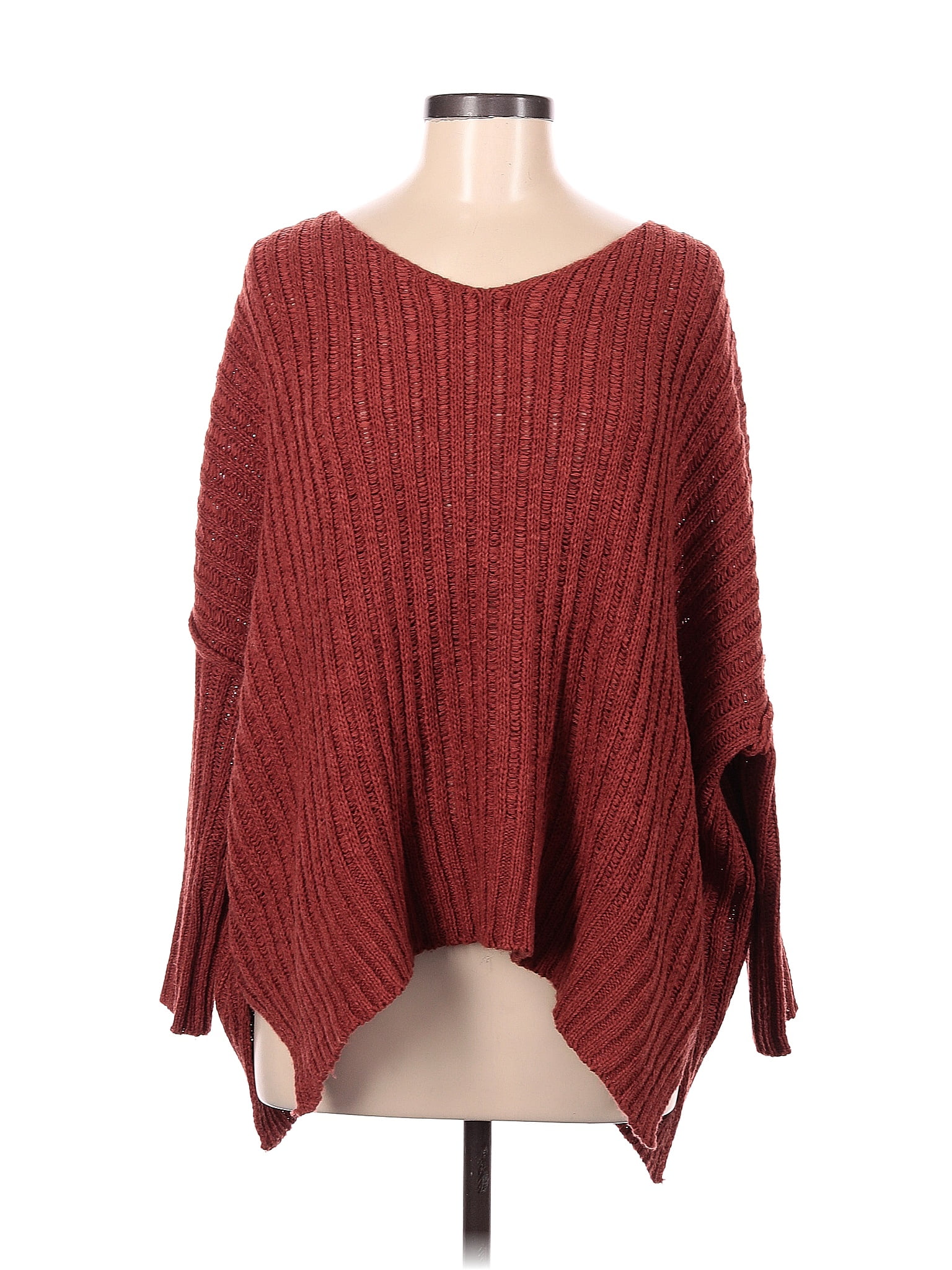 She + Sky 100% Polyester Color Block Solid Burgundy Pullover Sweater ...