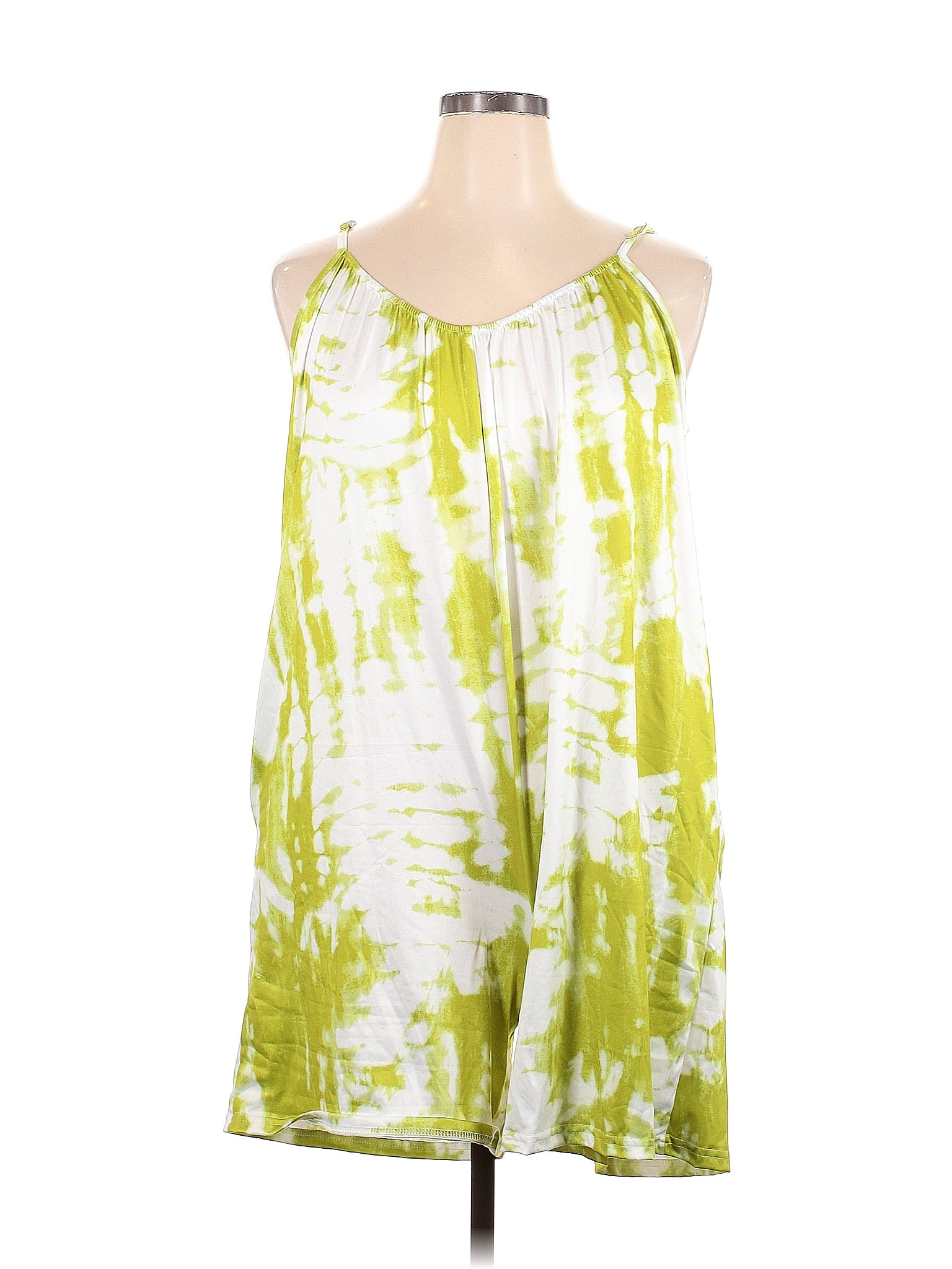 Unbranded 100 Polyester Multi Color Green Casual Dress Size Xl 47