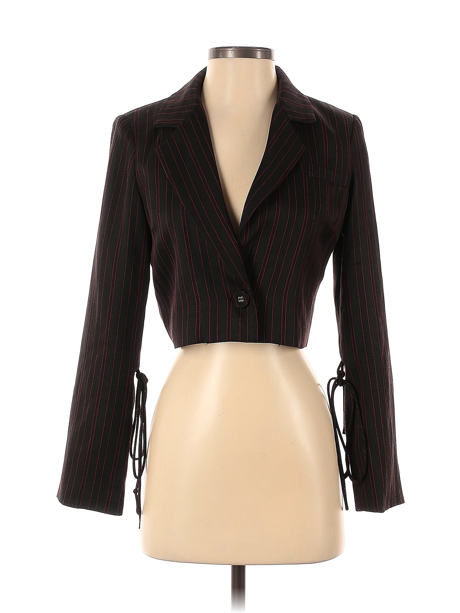 Lioness 100% Polyester Stripes Black Brown Jacket Size XS - 70% off | ThredUp