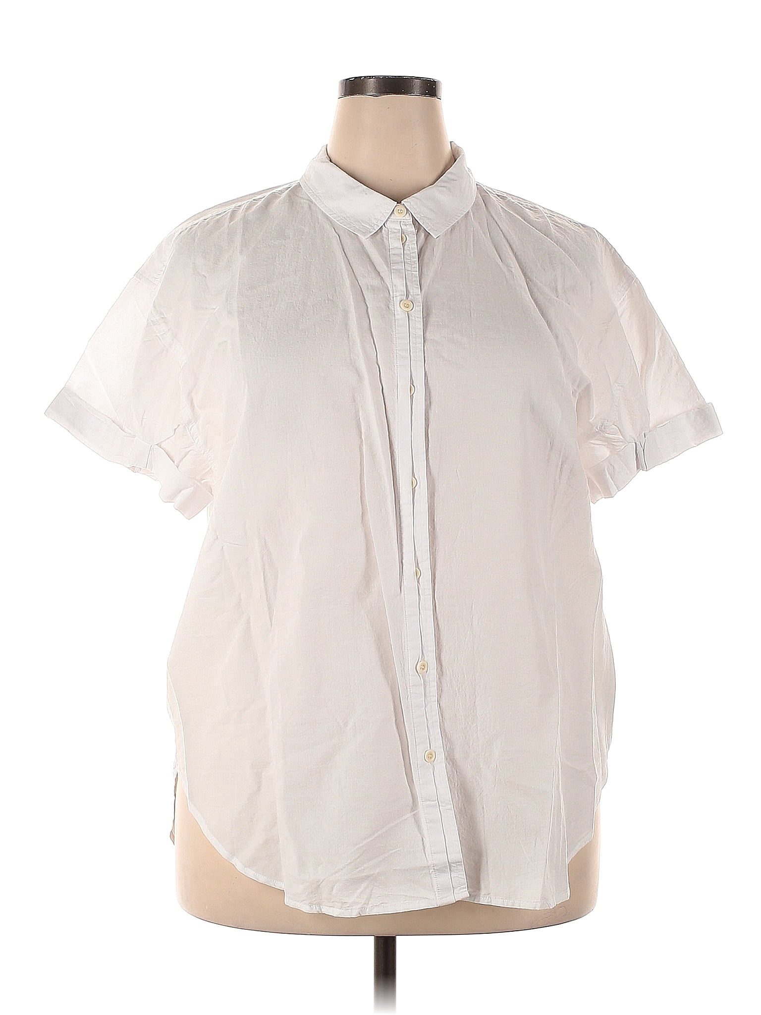 Madewell Solid White Short Sleeve Button Down Shirt Size Xxl 64 Off