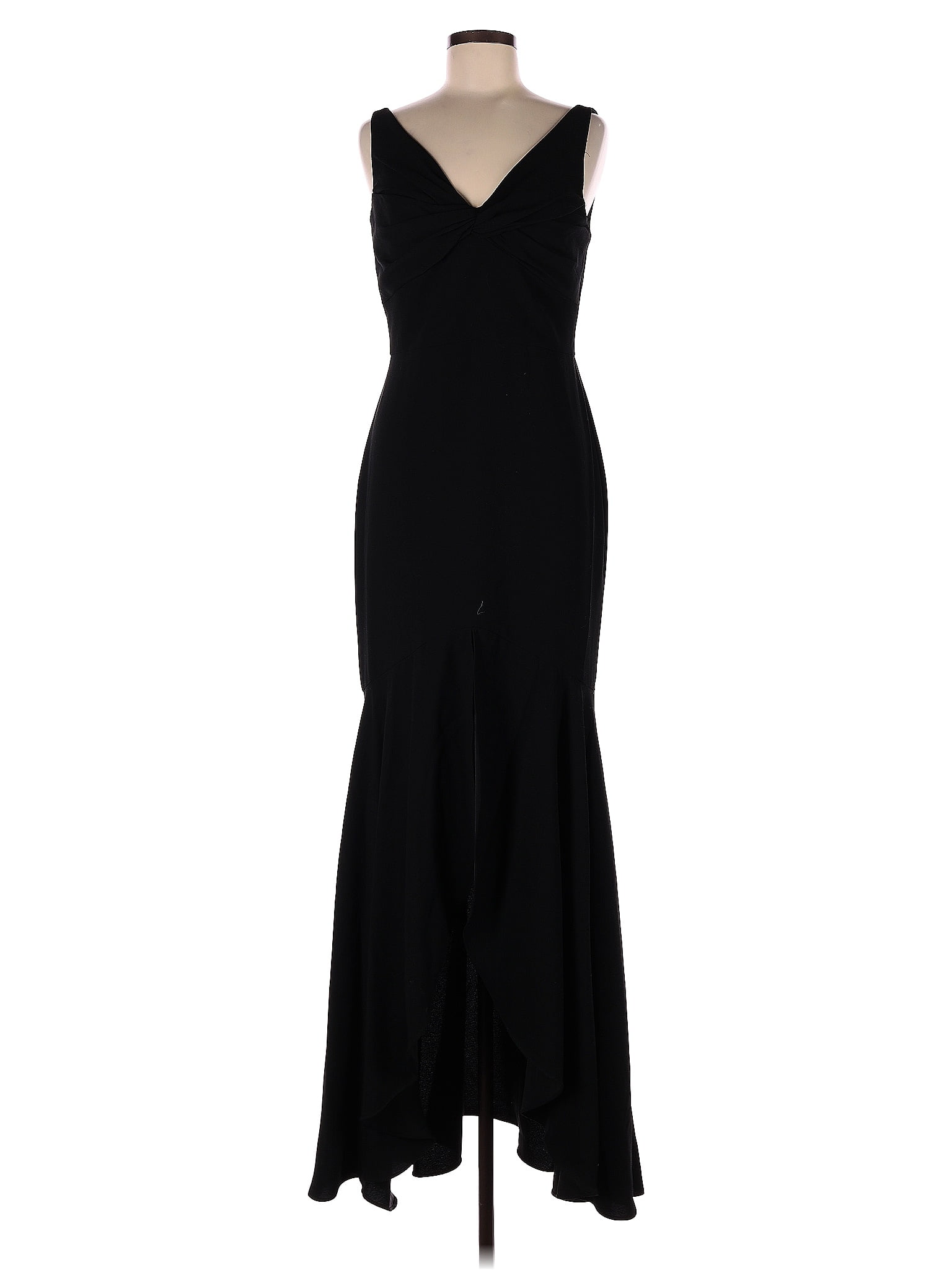 Monique Lhuillier 100 Polyester Solid Black Cocktail Dress Size 8 77